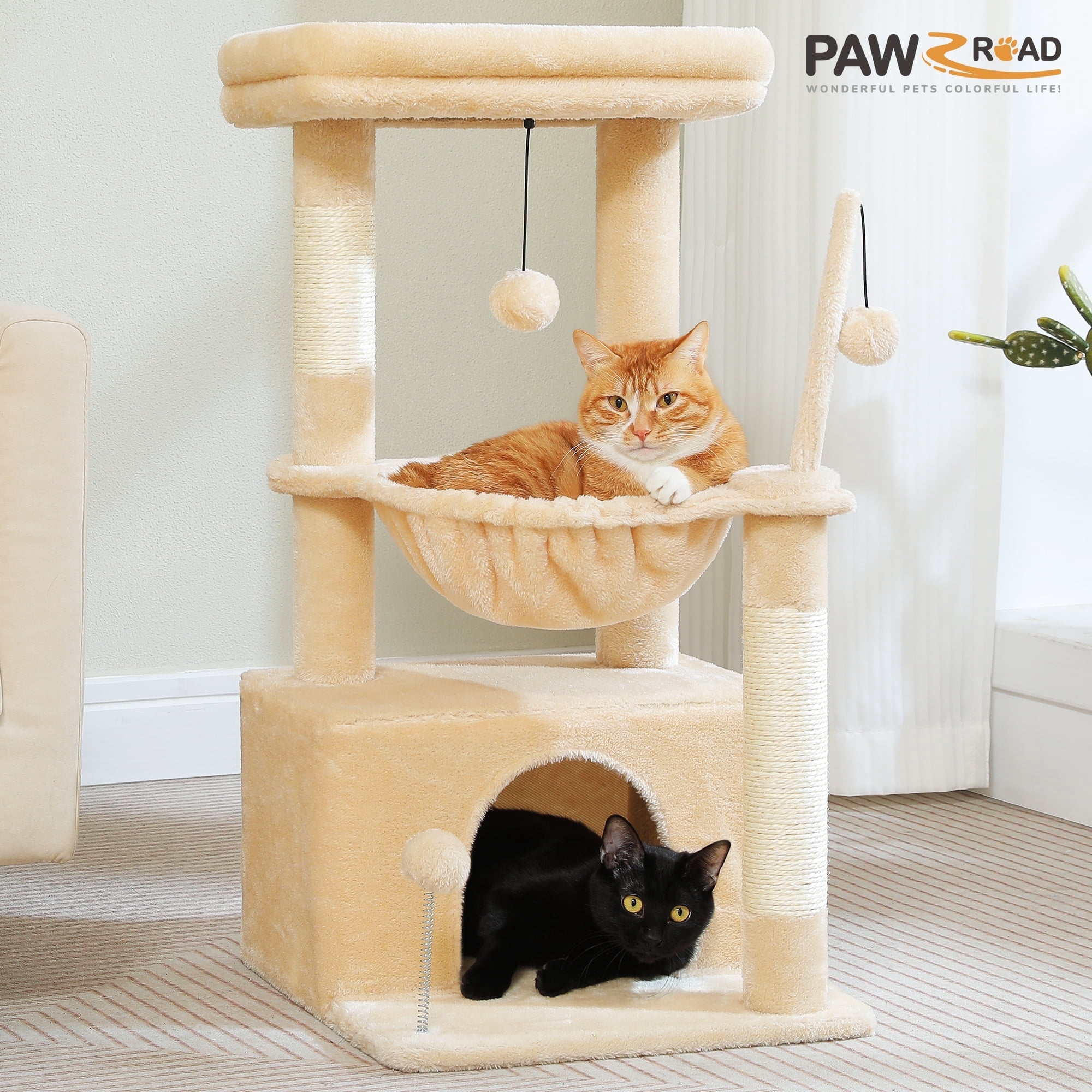 PAWZ Road Cat Tree 33" Cat Scratching Posts Tower with Large Top Perch ...