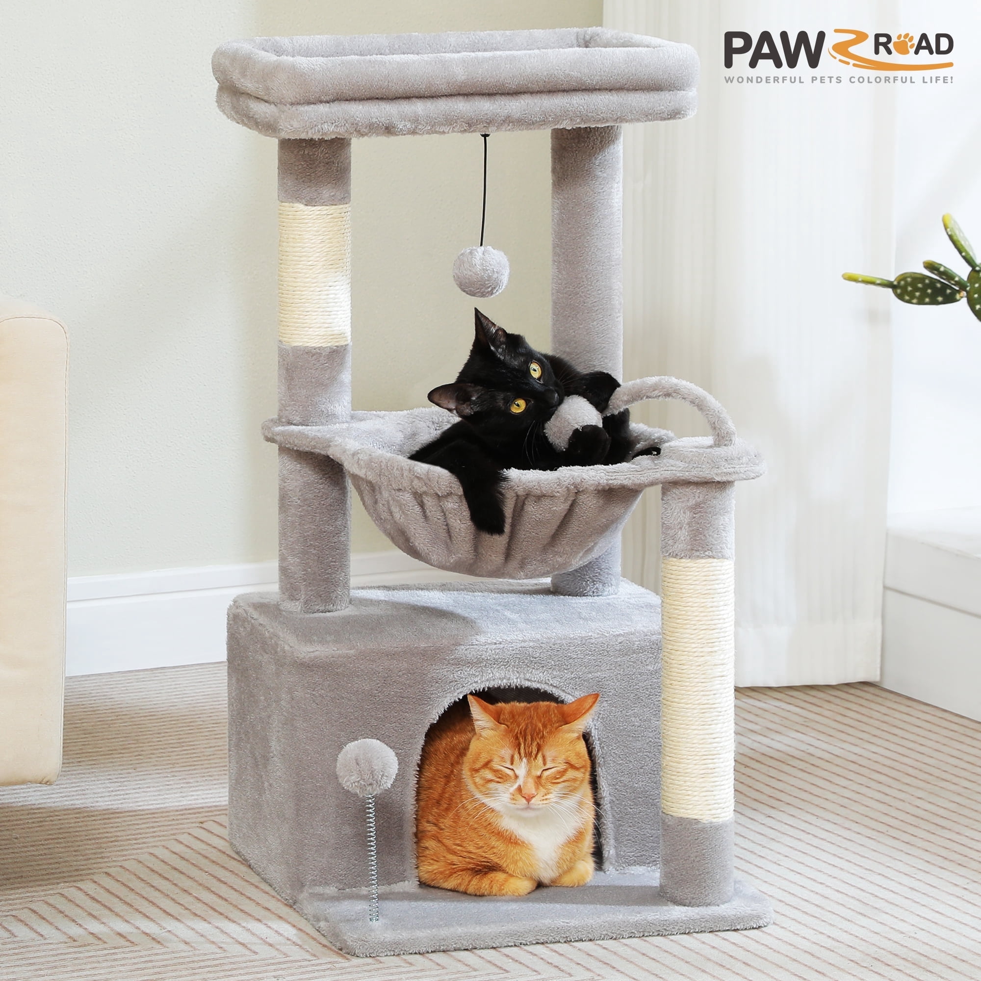 PAWZ Road Cat Tree 33" Cat Scratching Posts Tower with Large Top Perch ...