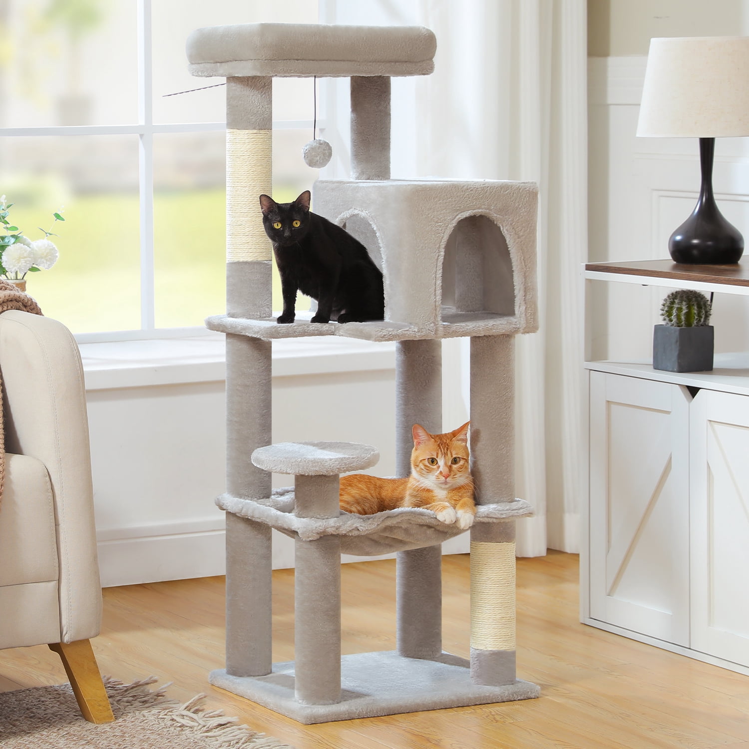 PAWZ Road Cat Tree 46” for Small Cats, Multi-level with Scratching ...