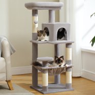 Beatrise Pet Products Cat Tree & Condo Scratching Post Tower, Brown ...