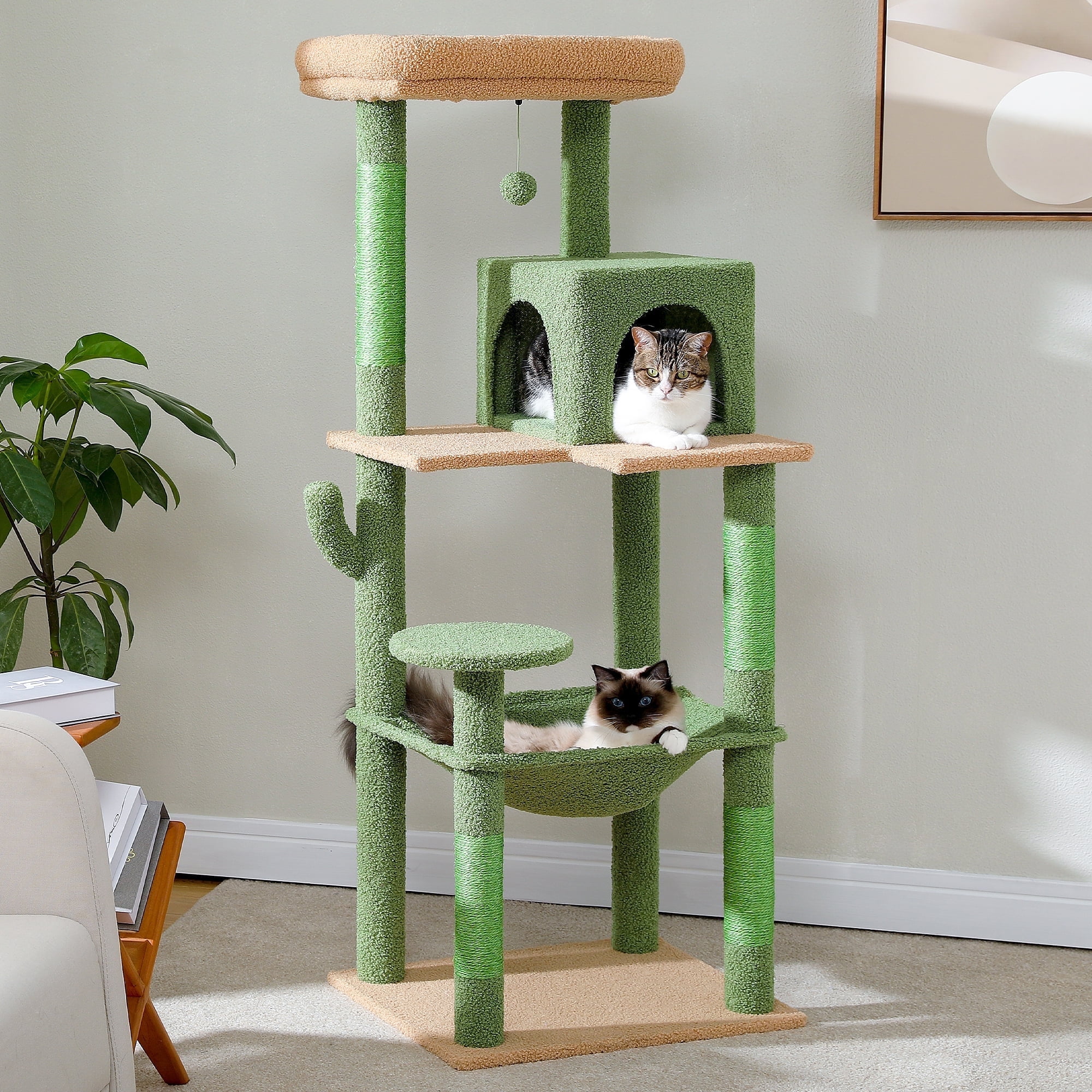 PAWZ Road Cat Tree 56" Sisal Scratching Posts Tower with Large Perch ...