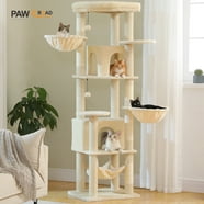 MWPO Large Wood Cat Tree with Perch, Climbing Tower, Condo, Hammock and ...