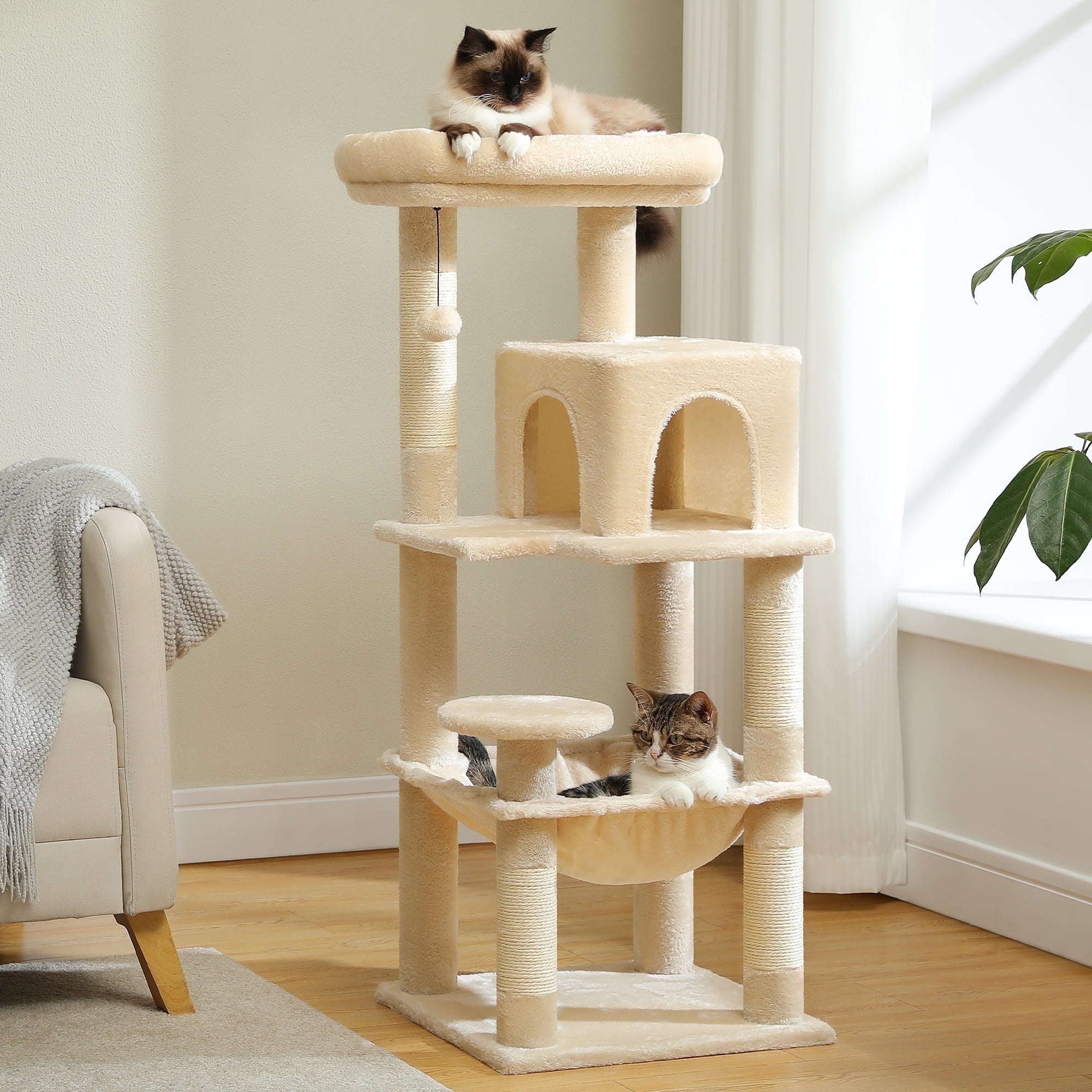 PAWZ Road Cat Tree Condo 46”with Sisal Covered Scratching Posts Tower ...