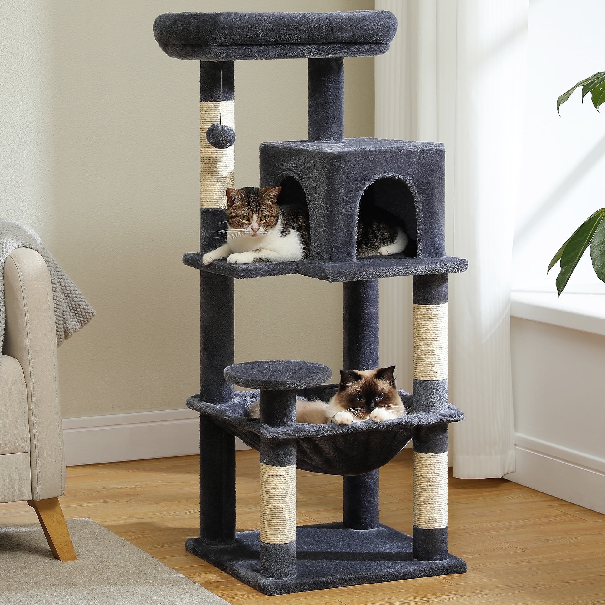 Pawhut 4-level Platform Cat Tree with Sisal-Covered Scratching Posts ...