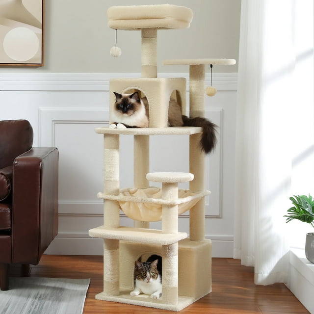 PAWZ Road Cat Tree Condo 54?with Sisal Covered Scratching Posts Tower ...