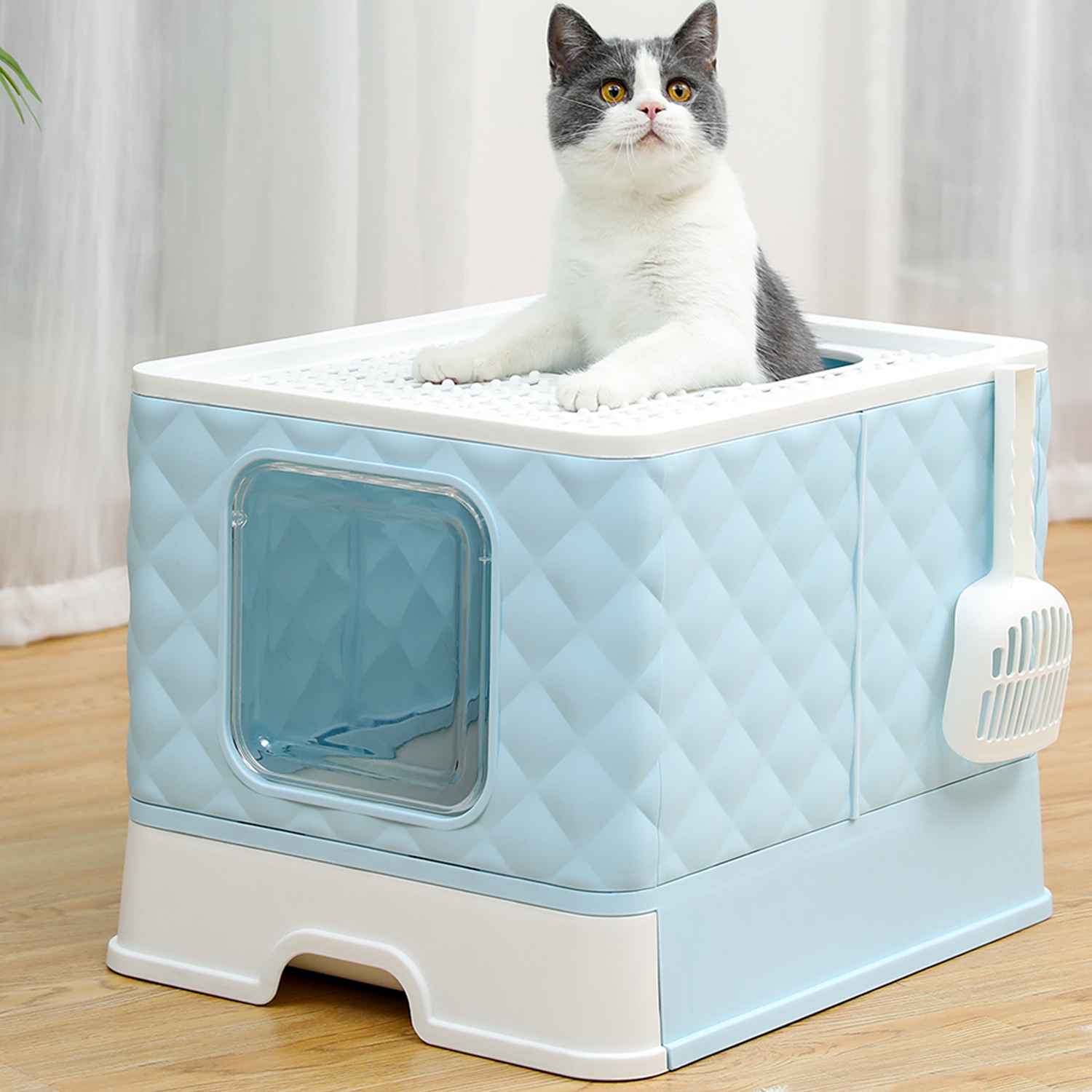 Dextrus Large Resin Cat Litter Box with Covered,Easy to Clean,Multi ...