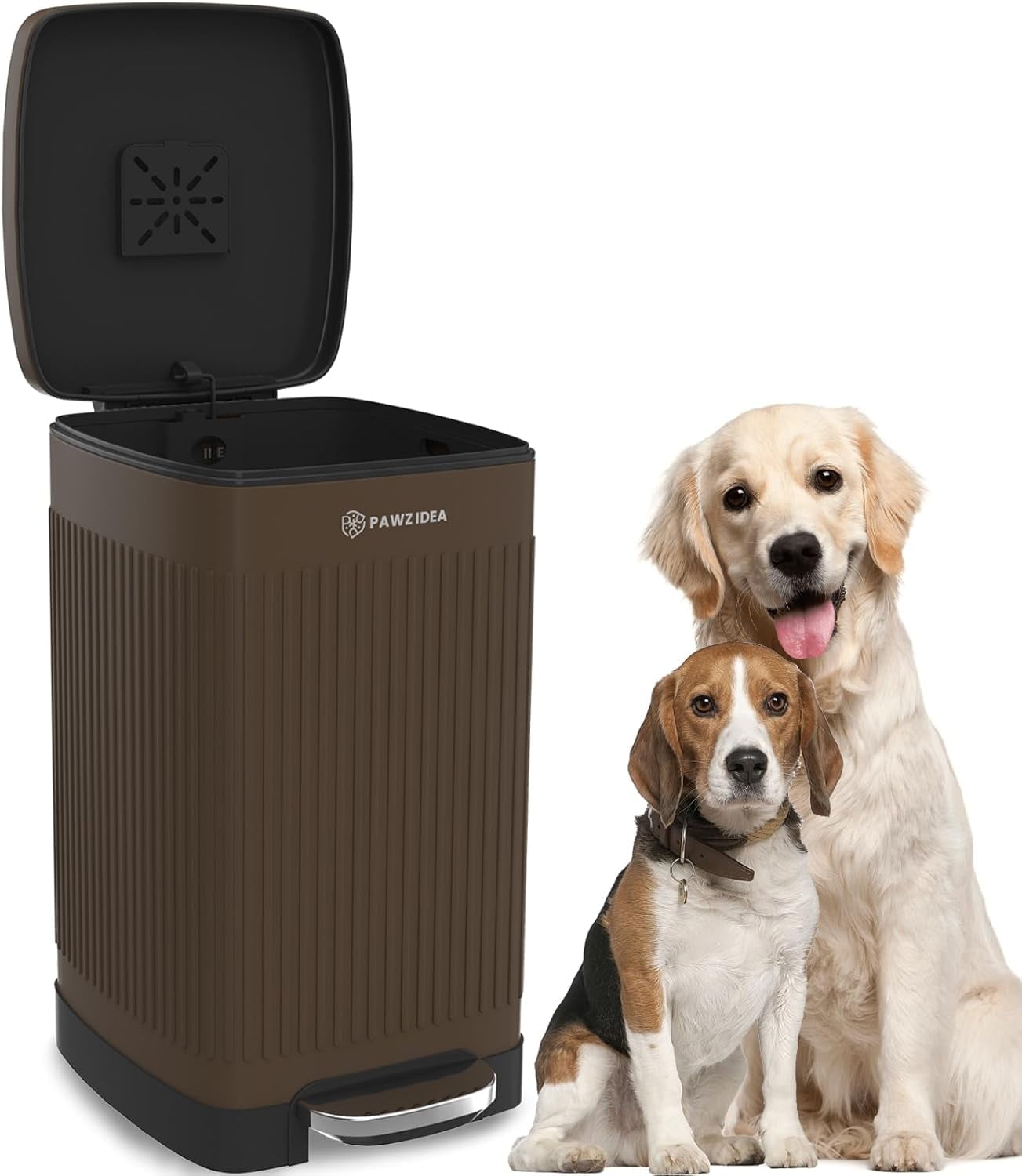 PAWZIDEA Dog Poop Trash Can Outside Odor Control, 5.3 Gallon Large Dog ...