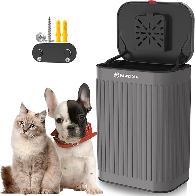 PAWZIDEA Dog Poop Trash Can Outside Wall Mount Odor Control, 2.1 Gallon ...