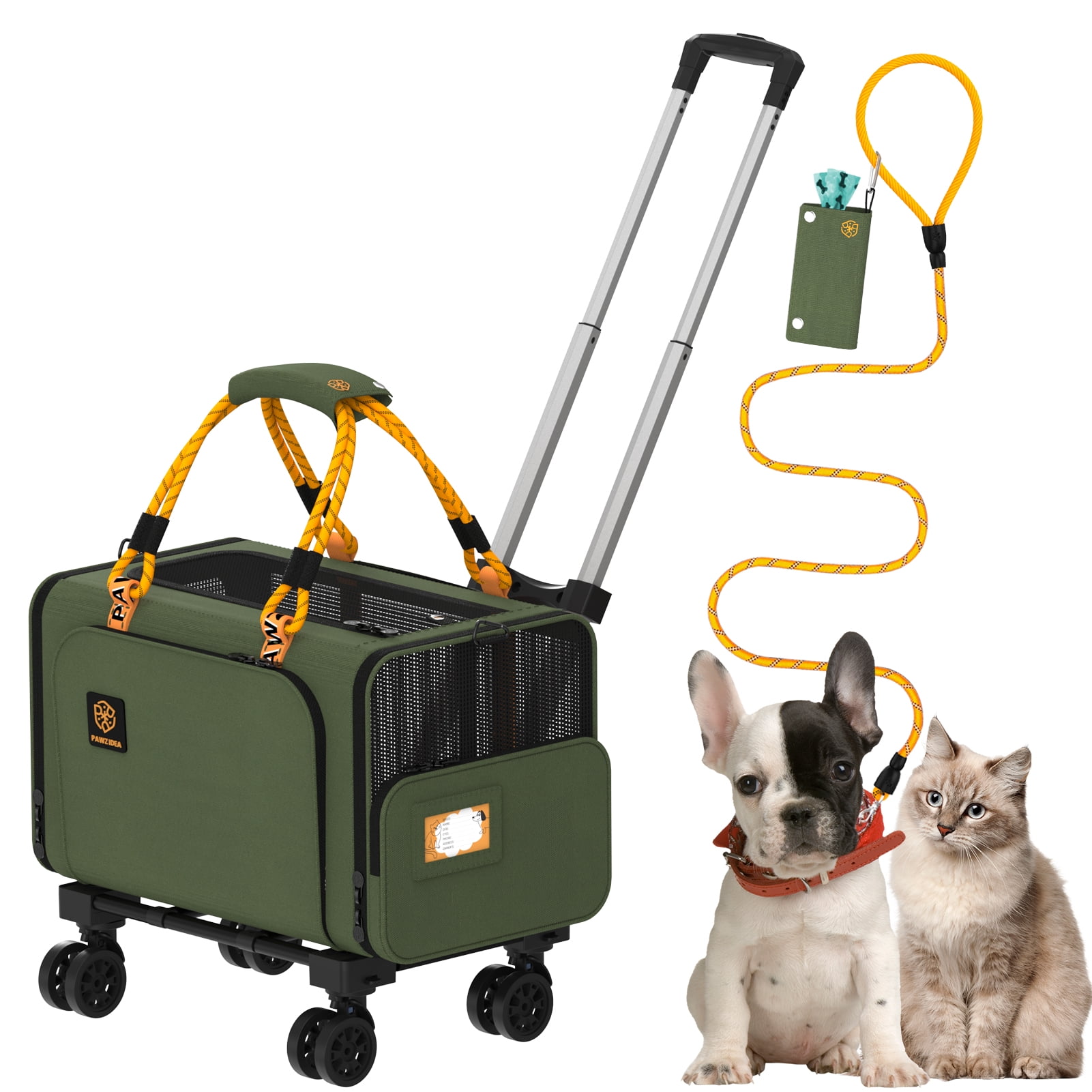 PAWZIDEA Expandable Pet Carrier with Wheels, 18"X11" X11" TSA Airline ...