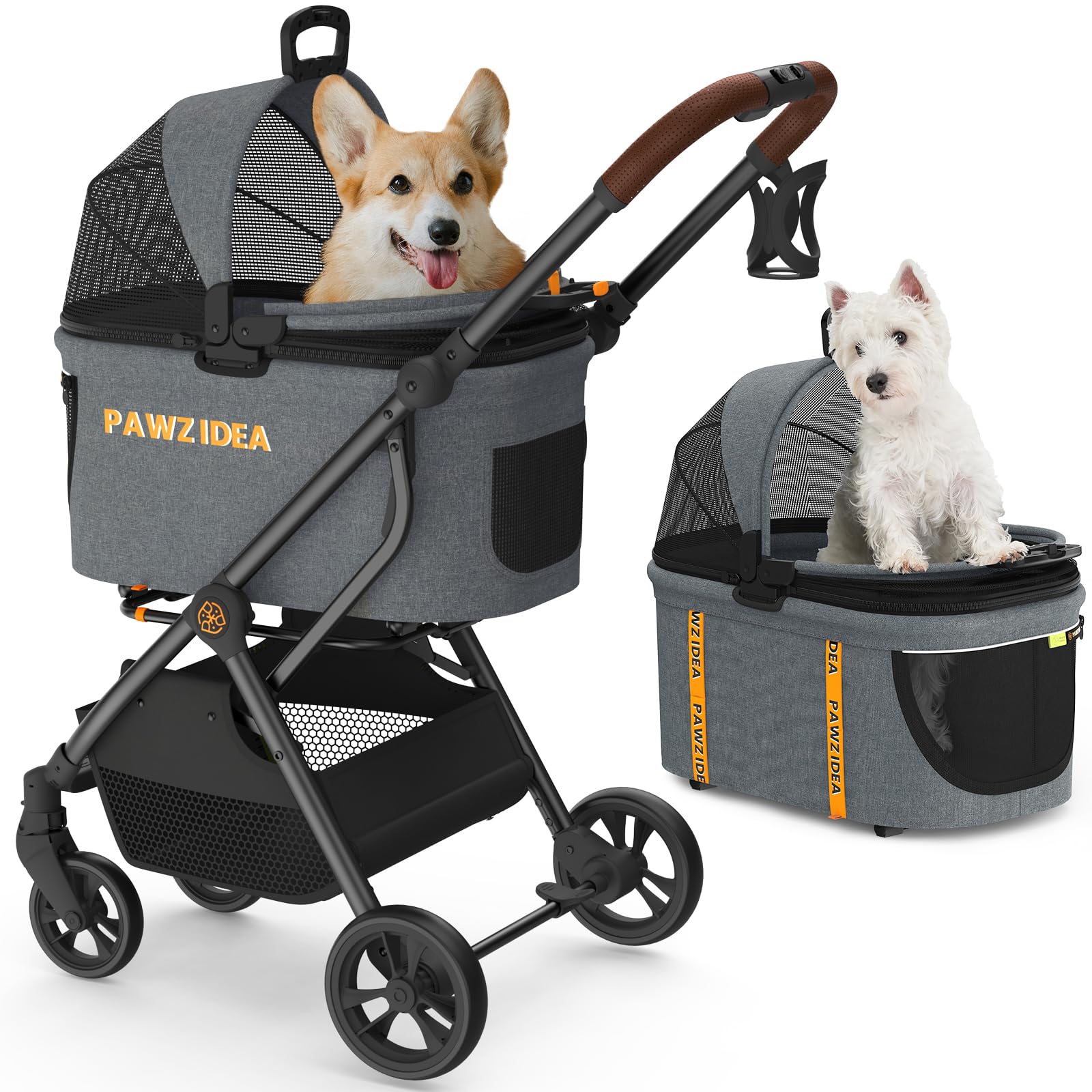 PAWZIDEA Pet Stroller 4 in 1, Dog Strollers Small/Medium Dogs with ...