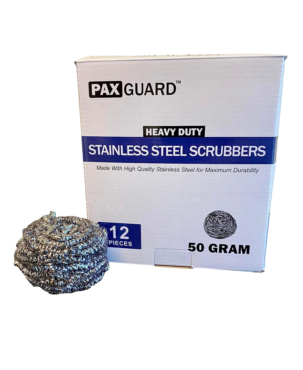 PAX GUARD Stainless Steel Scouring Pads - Large 50g Heavy Duty Steel ...