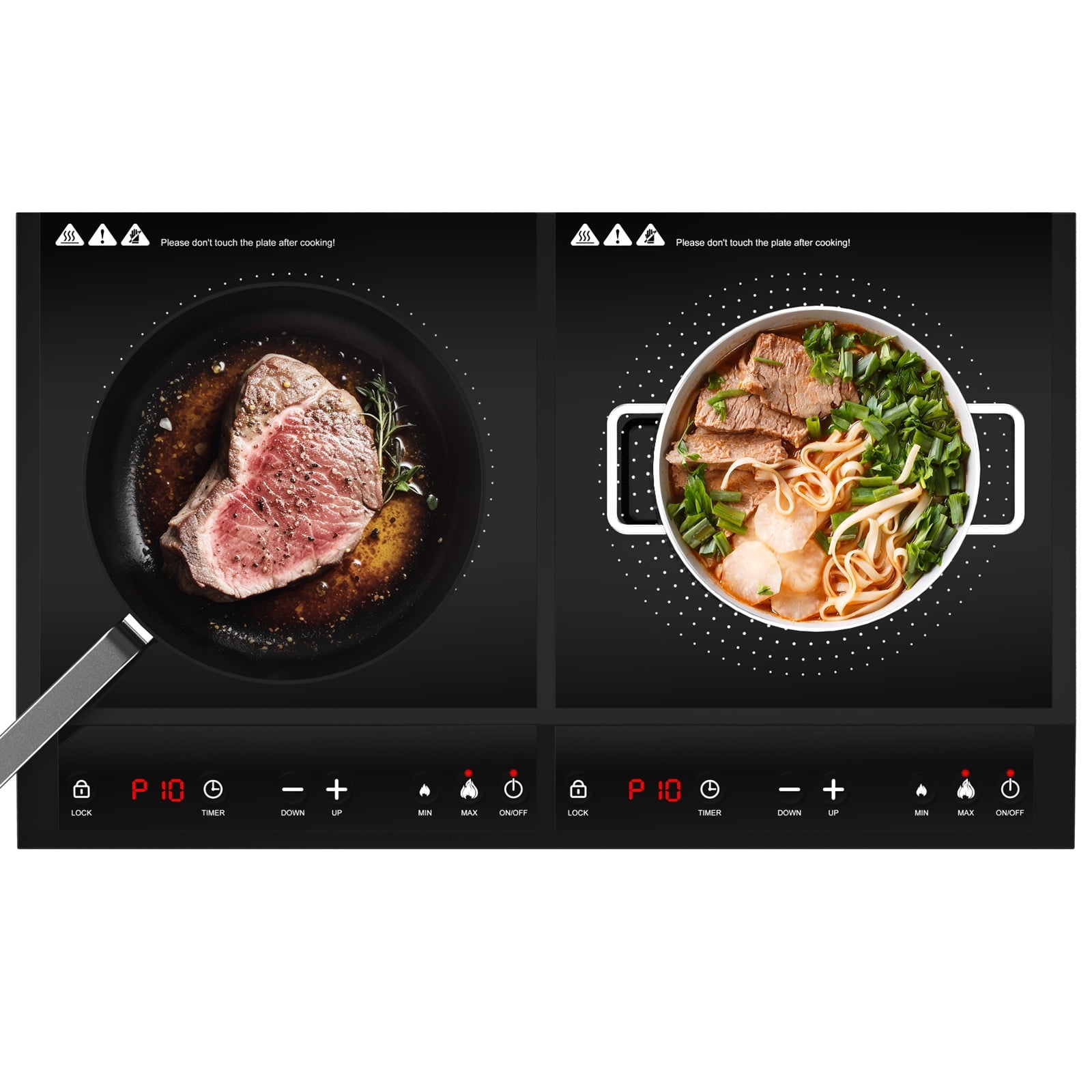 PAYISHO Double Induction Cooktop,Portable Induction Cooker with 2 ...