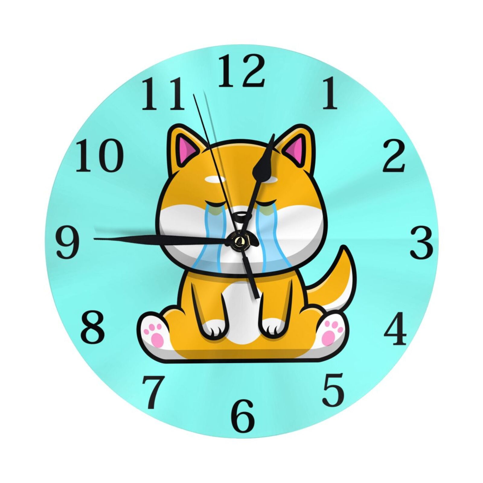 PAYOHTO 10''Wall Clock Cute Shiba Inu Crying Cartoon, Frameless Battery ...
