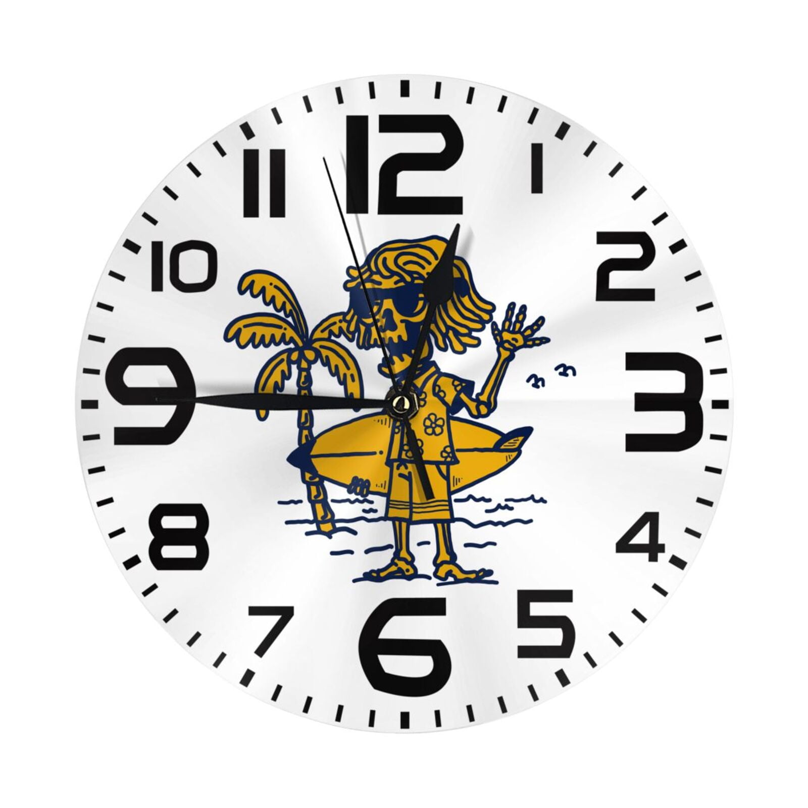 PAYOHTO 10''Wall Clock Funny Skeleton Surf, Frameless Battery Operated ...