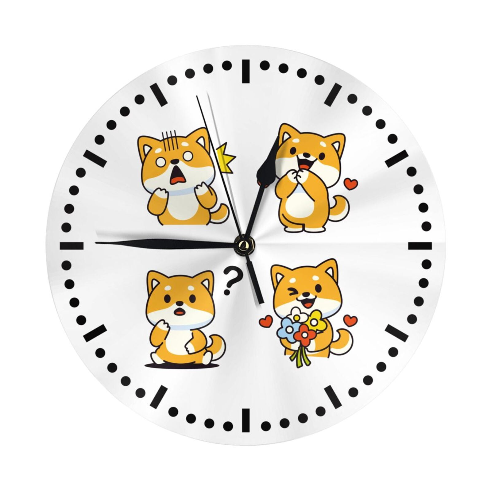 PAYOHTO 10''Wall Clock Shiba Inu Dog Cartoon, Frameless Battery ...