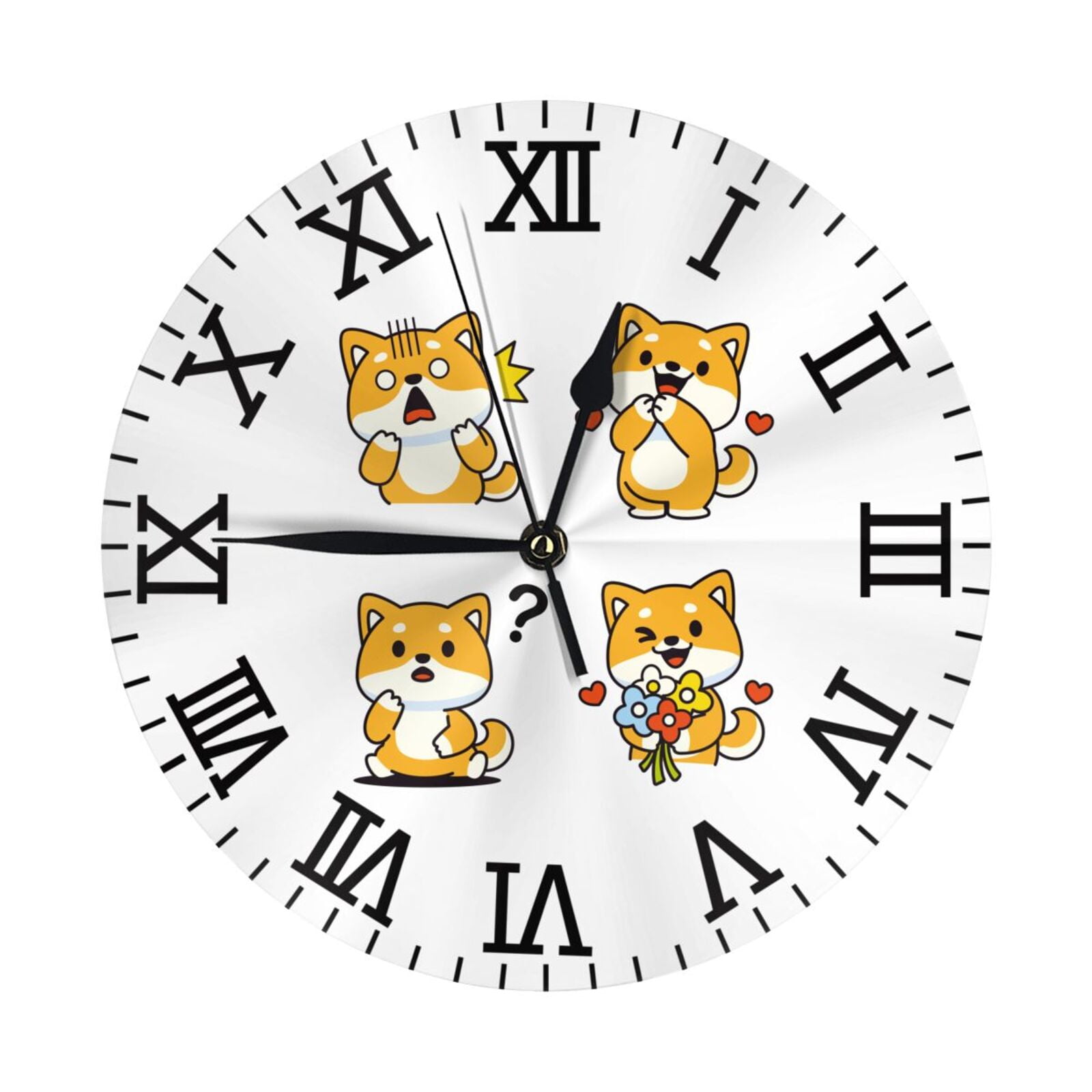 PAYOHTO 10''Wall Clock Shiba Inu Dog Cartoon, Frameless Battery ...