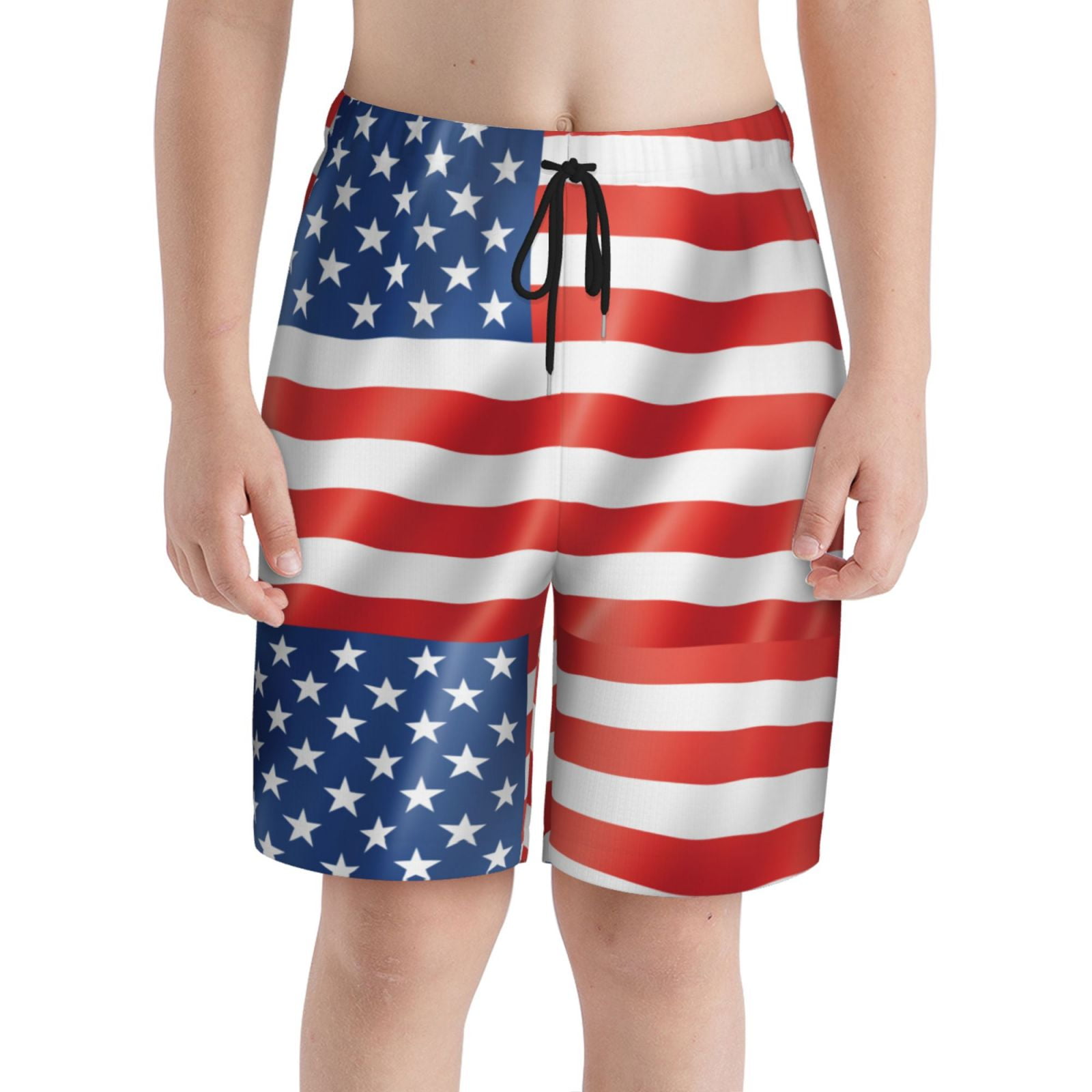 PAYOHTO American Flag 3D Boys Swim Trunks Quick Dry Beach Boardshorts ...