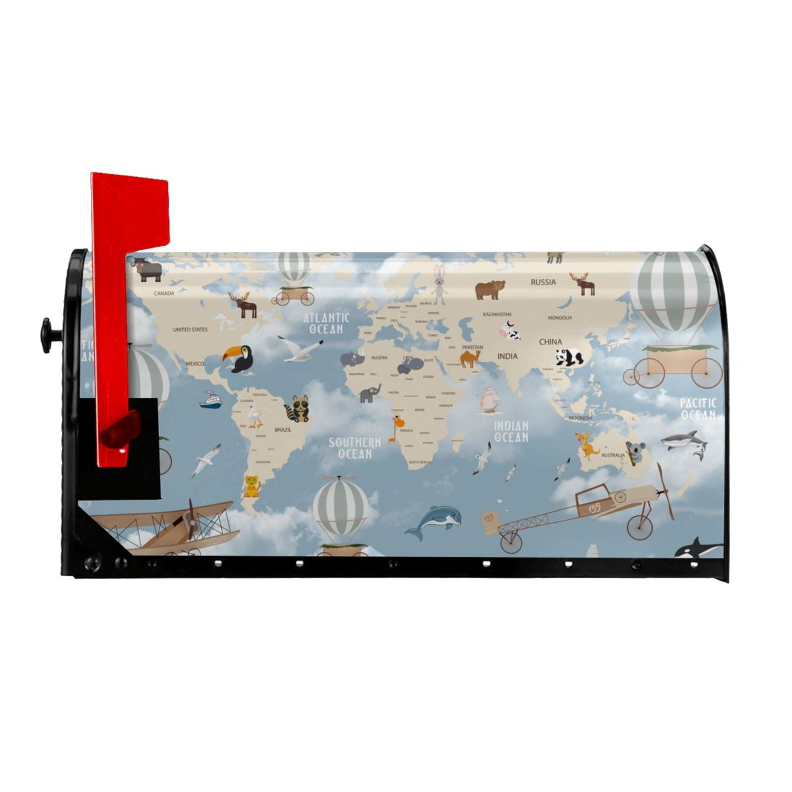 PAYOHTO Animals world map Mailbox Covers Magnetic Standard Size 18 x 21 ...