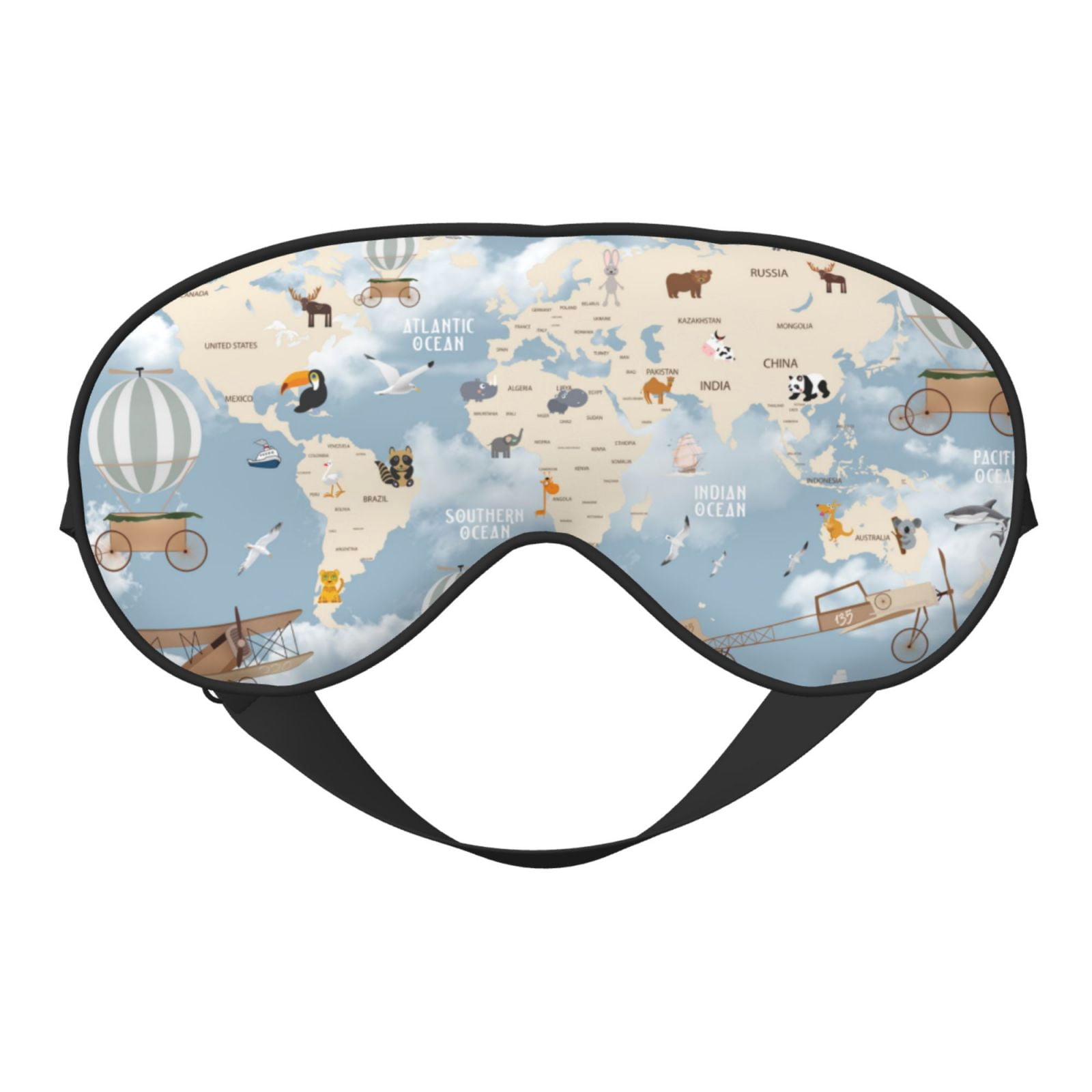 PAYOHTO Animals world map Soft Sleep Mask Comfort Pure Silk Eye Cover ...