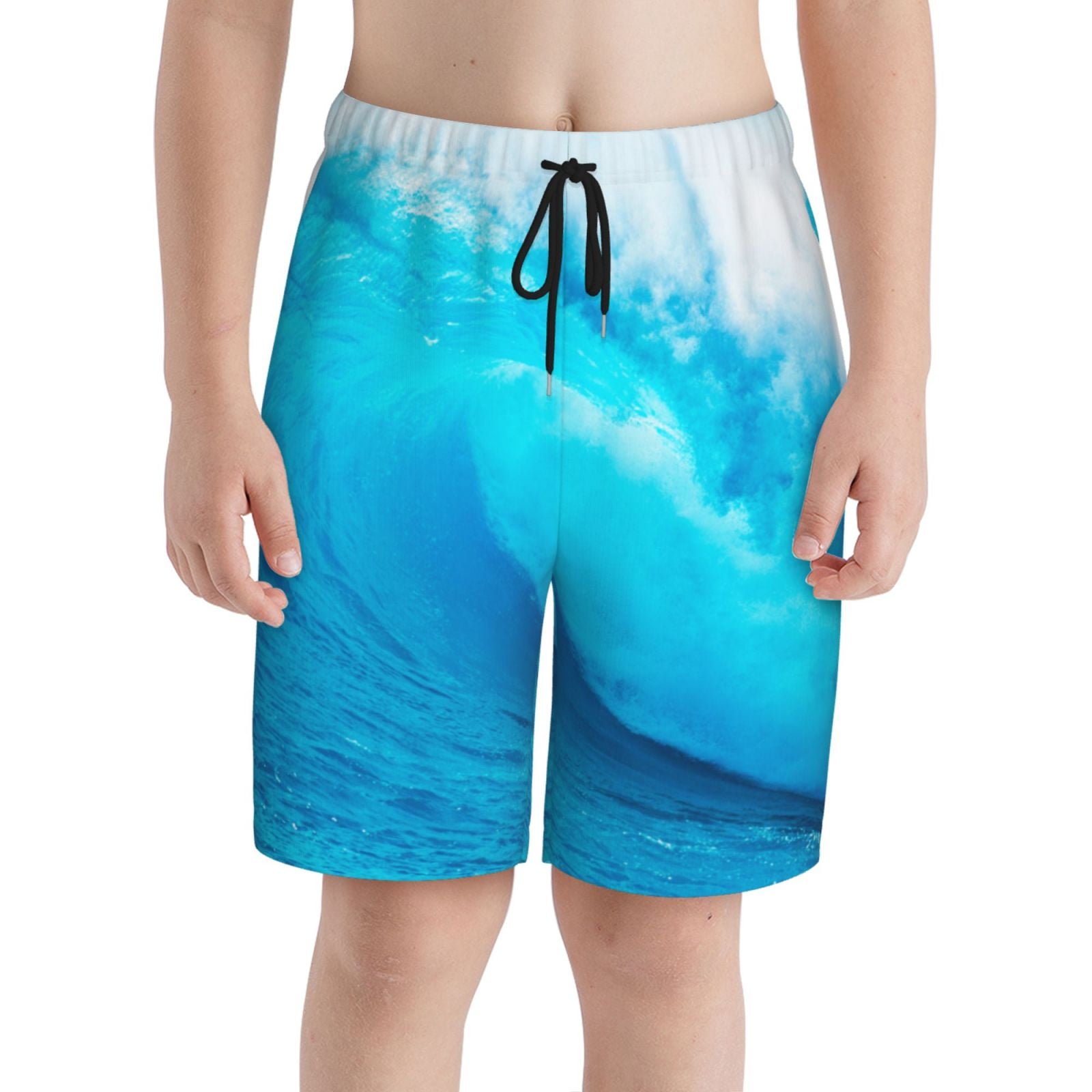 PAYOHTO Big Blue Ocean Waves Boys Swim Trunks Quick Dry Beach ...