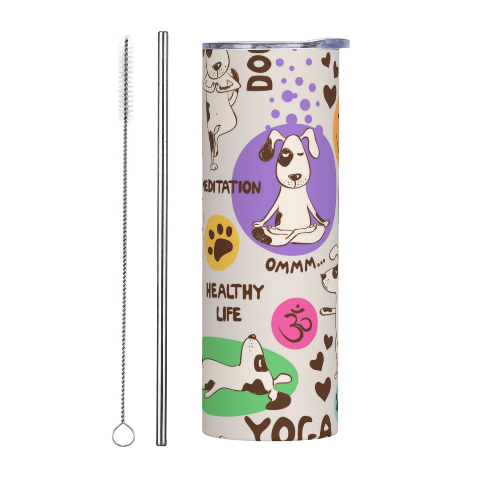 PAYOHTO Cartoon Dog Doing Yoga Position 20 Oz Stainless Steel Mug ...