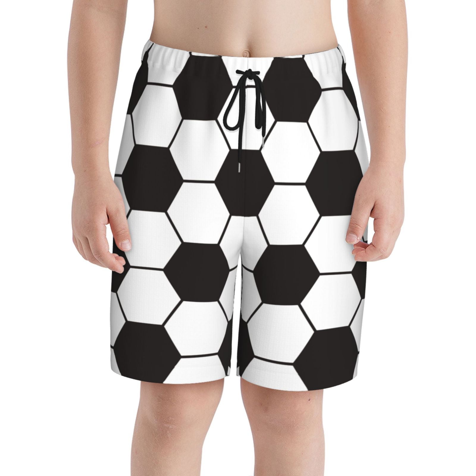 PAYOHTO Classic Football Black and White Theme Boys Swim Trunks Quick ...
