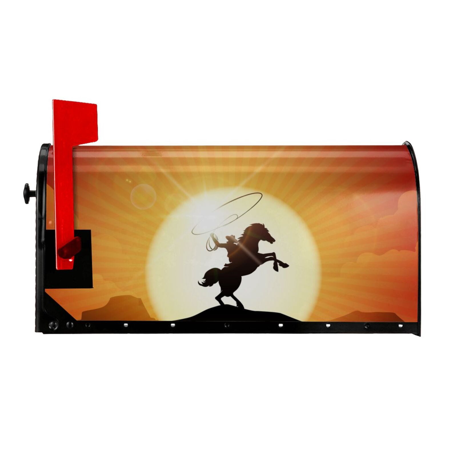 PAYOHTO Cowboy with Lasso Riding on A Horse Mailbox Covers Magnetic ...