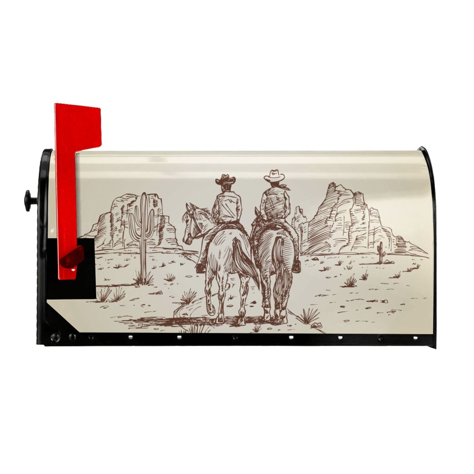 PAYOHTO Cowboy Riding in the Desert Mailbox Covers Magnetic Standard ...