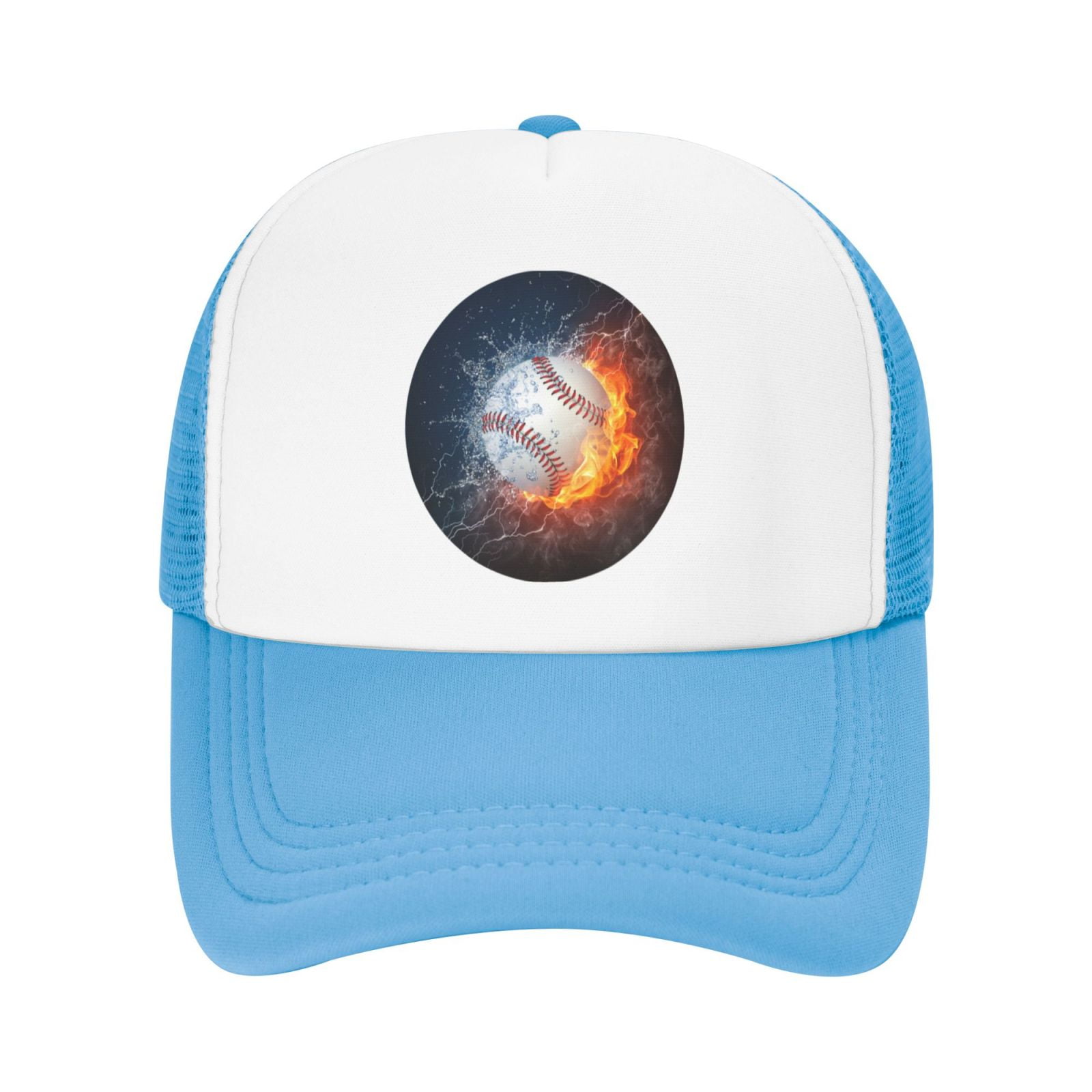 PAYOHTO Kids Baseball Ball Fire Water Baseball Hat Back Adjustable Mesh Breathable Hats Sky Blue ...