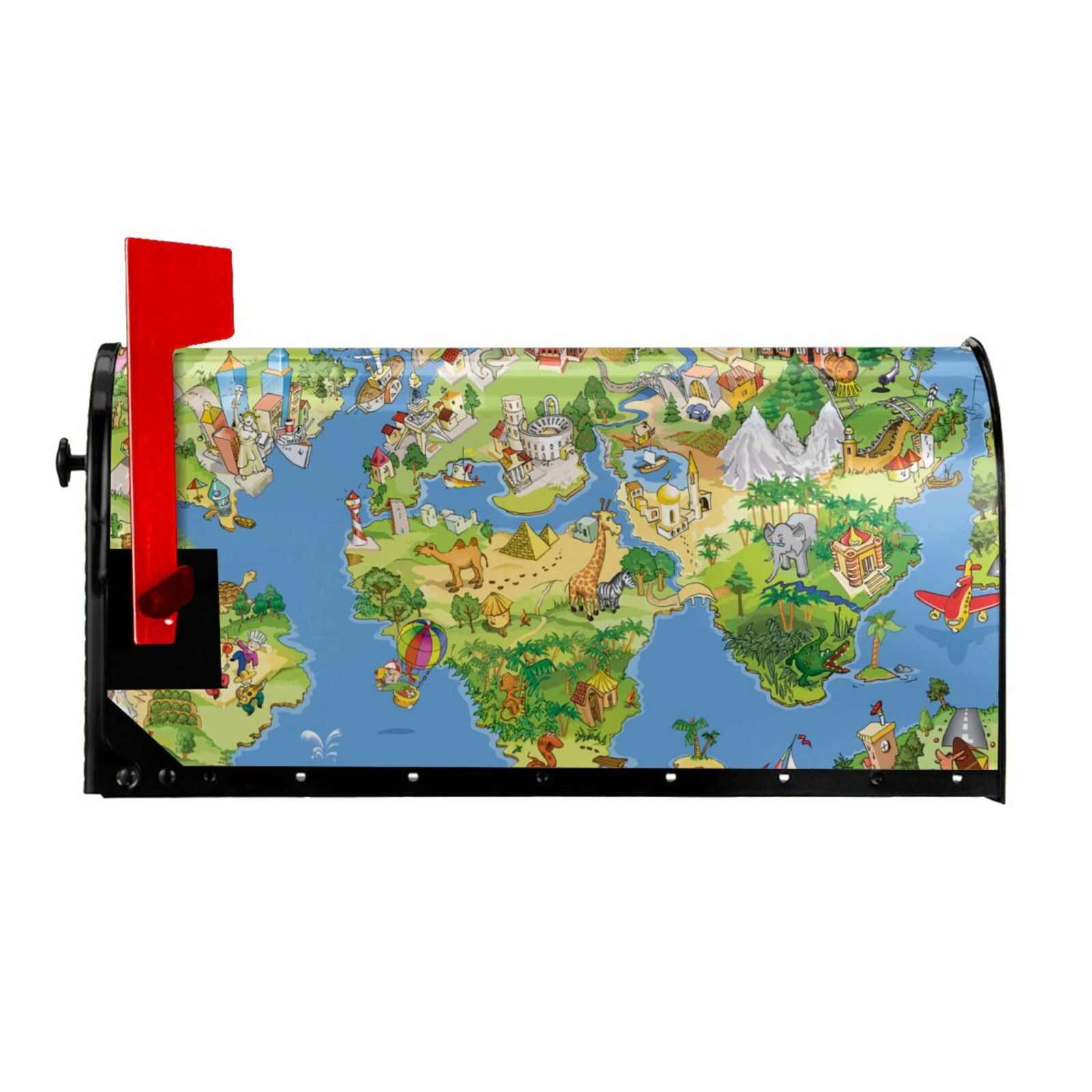 PAYOHTO Kids Carttoon World Animal Map Mailbox Covers Magnetic Standard ...
