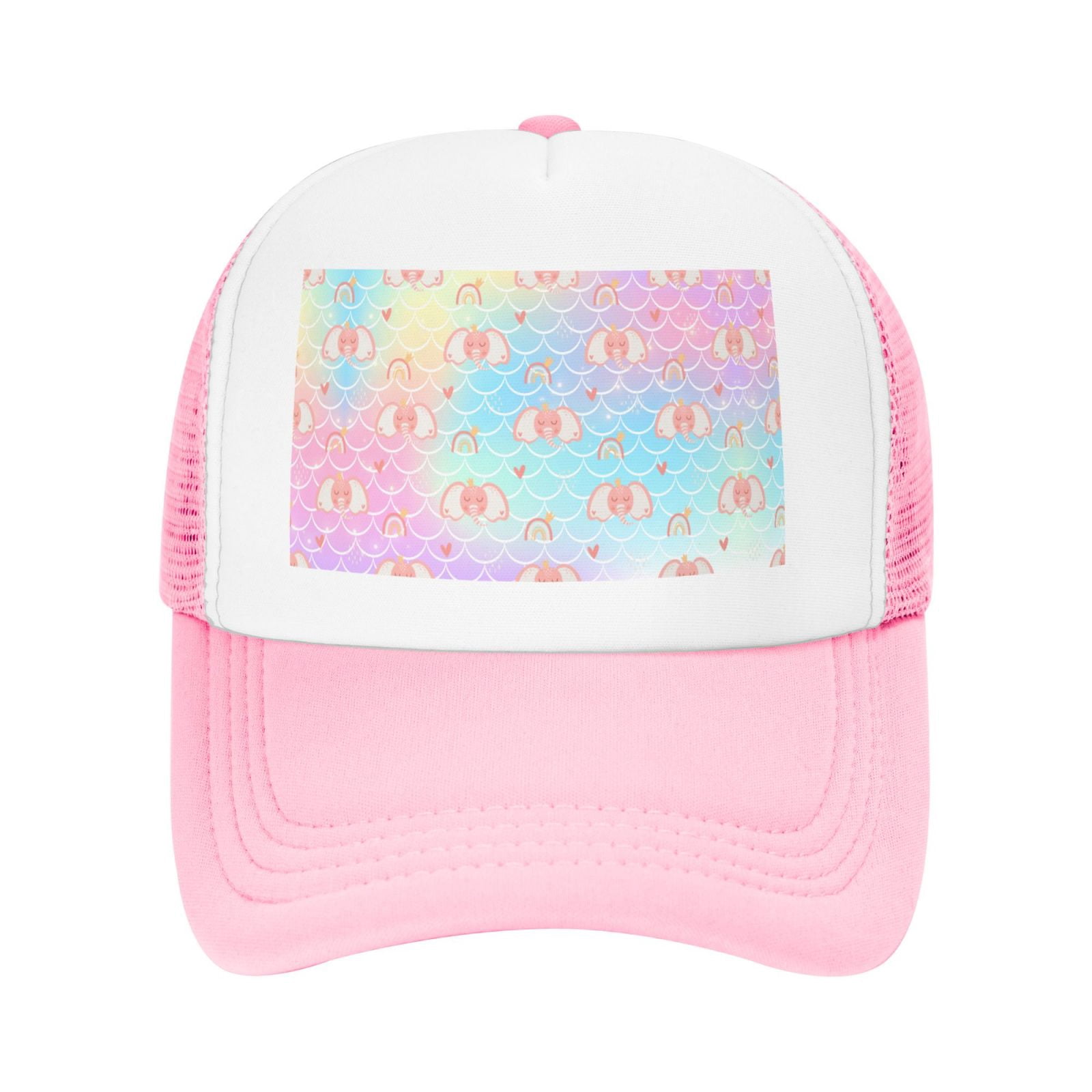 PAYOHTO Kids Mermaid Scales Pink Sweet Baby Elephant Baseball Hat Back ...