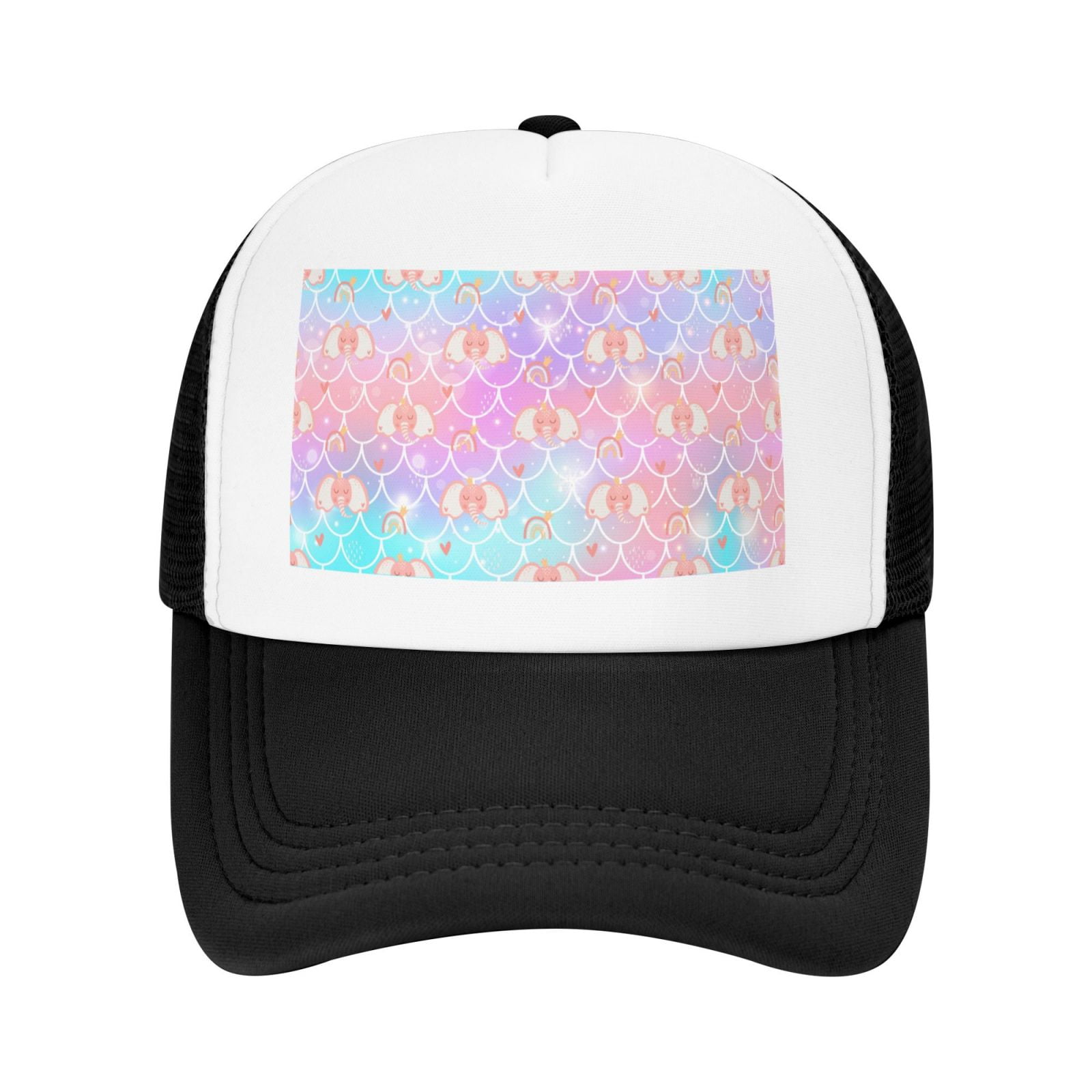 PAYOHTO Kids Mermaid Scales Rainbow & Sweet Baby Elephant Baseball Hat ...