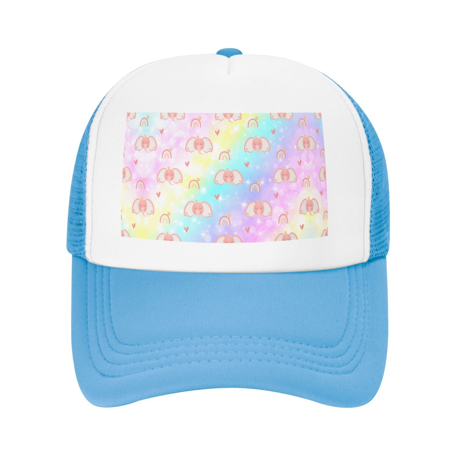 PAYOHTO Kids Pink Baby Elephant & Gradient Rainbow Baseball Hat Back ...