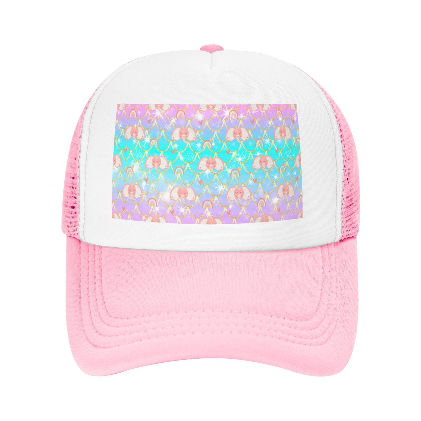 PAYOHTO Kids Pink Baby Elephant & Rainbow Gold Baseball Hat Back ...
