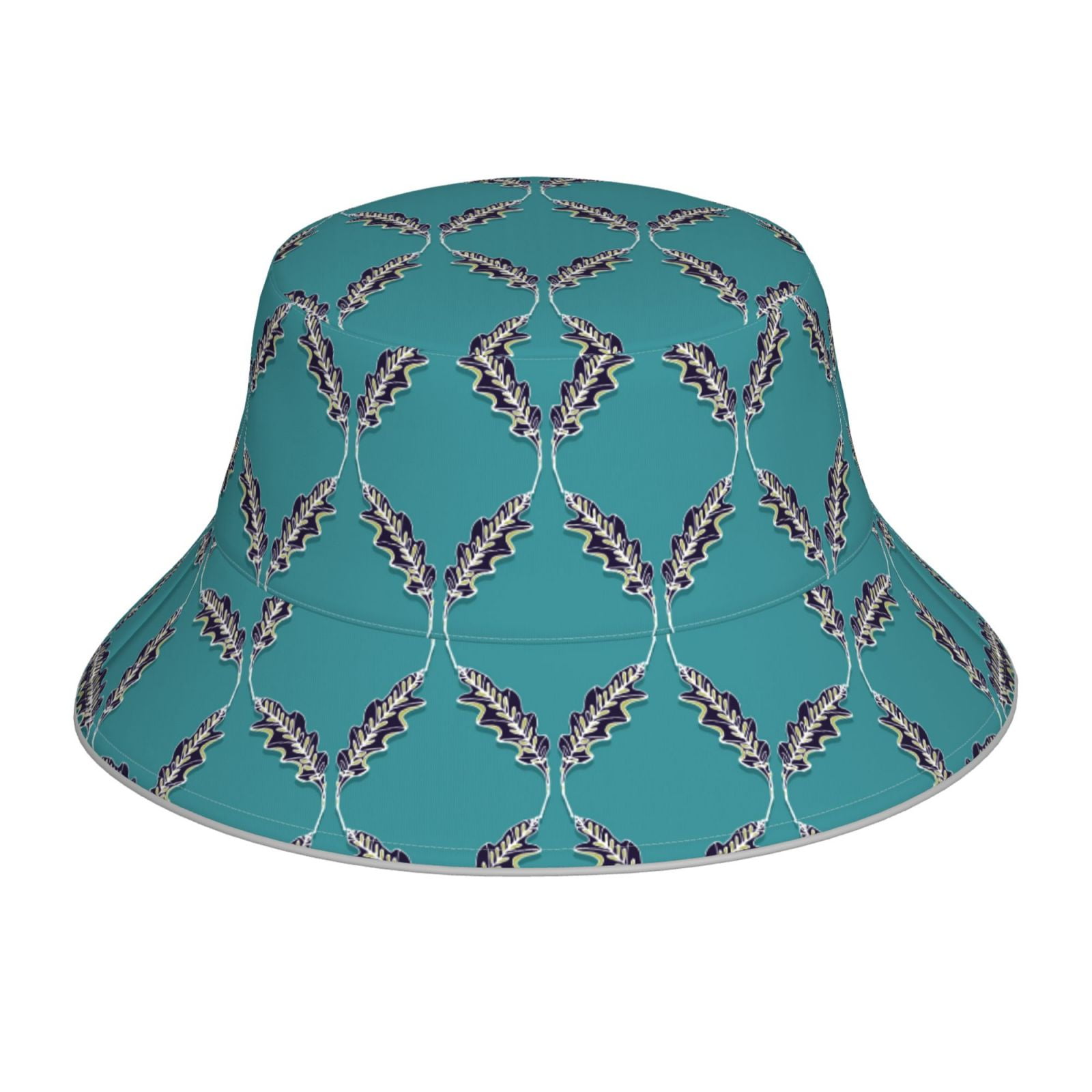 PAYOHTO Leafy Trellis on Teal Bucket Hats for Women Men, Beach Summer Outdoor Fisherman Hat for ...