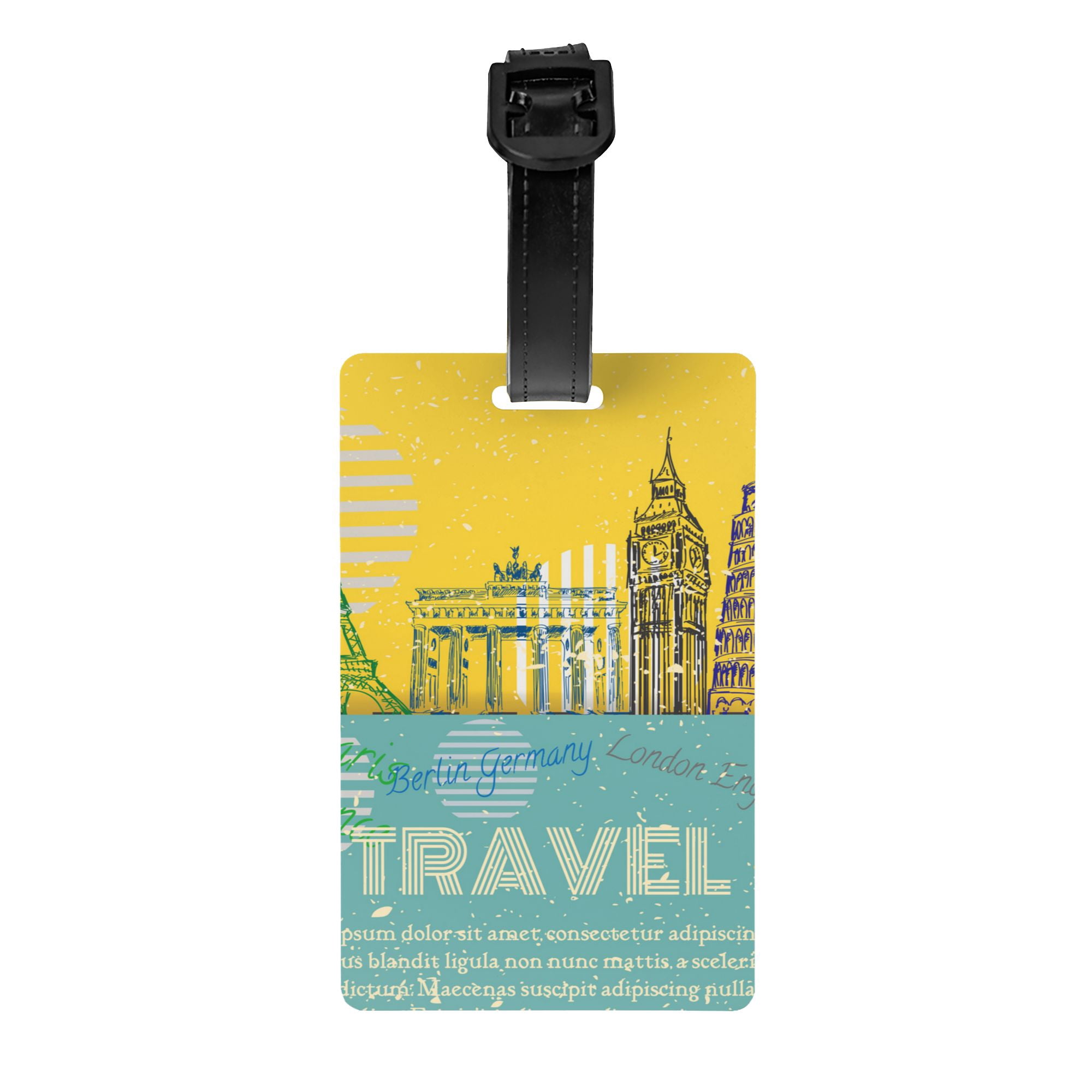 PAYOHTO Luggage Tags for Suitcases Background with Sights of Europe PVC ...