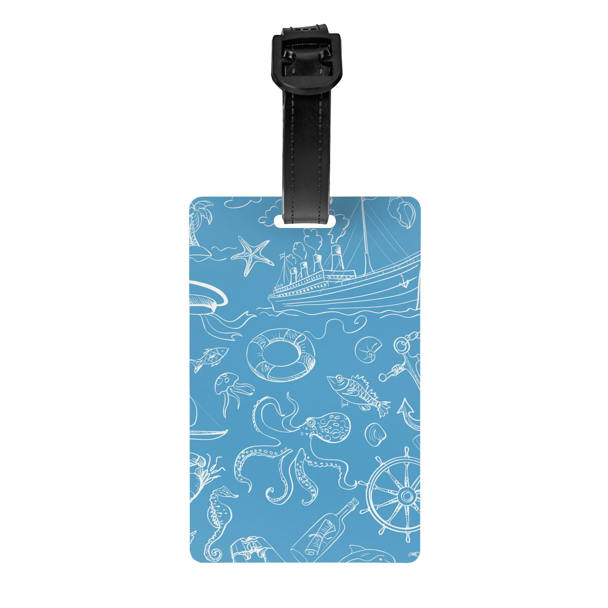 PAYOHTO Luggage Tags for Suitcases Blue Nautical Marine Themed PVC ...
