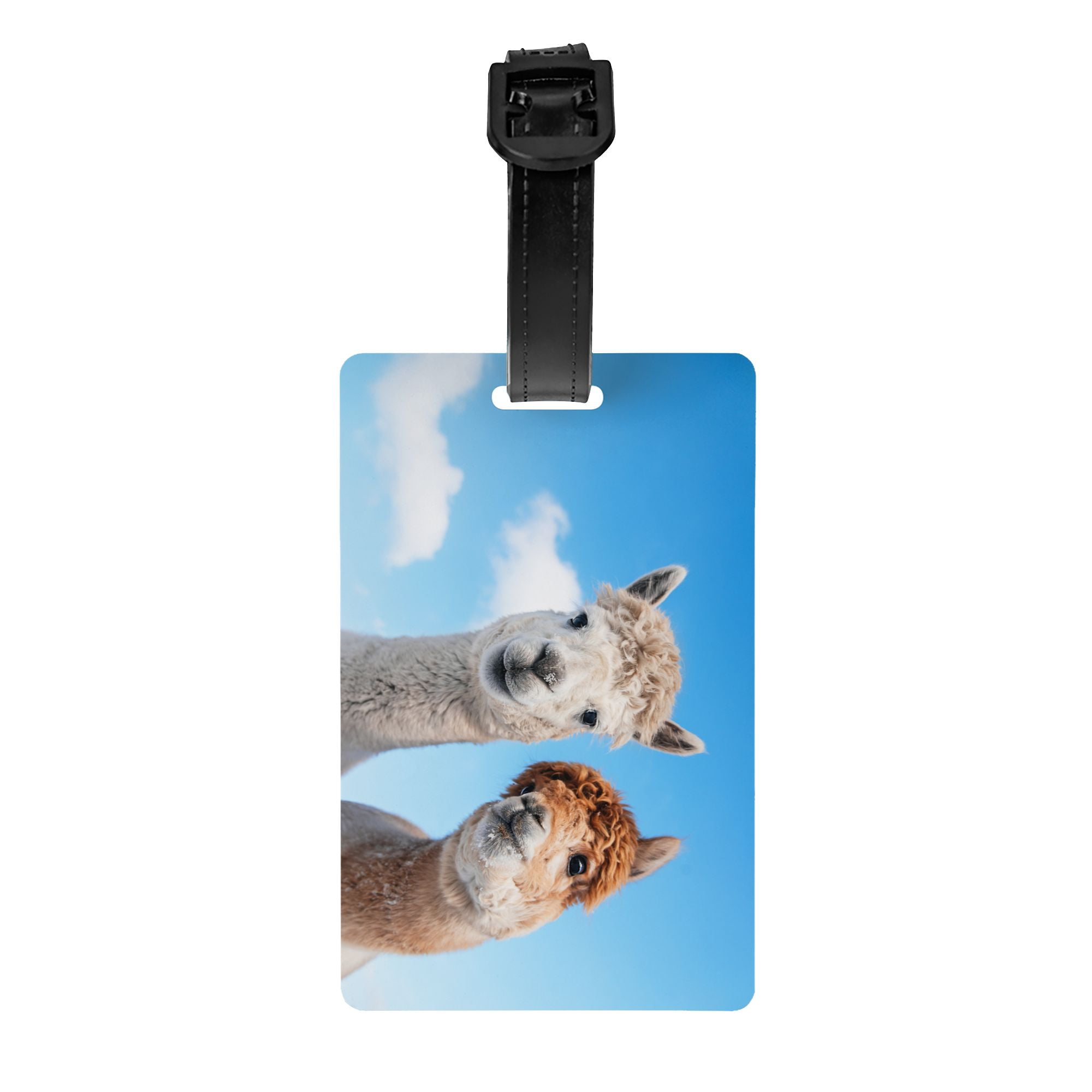 PAYOHTO Luggage Tags for Suitcases Portrait of Two alpacas Blue Sky PVC ...