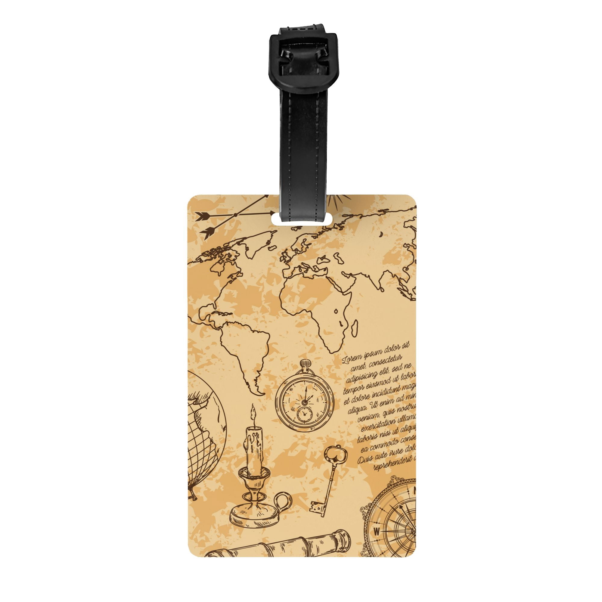 PAYOHTO Luggage Tags for Suitcases Vintage Globe Compass World Map PVC ...