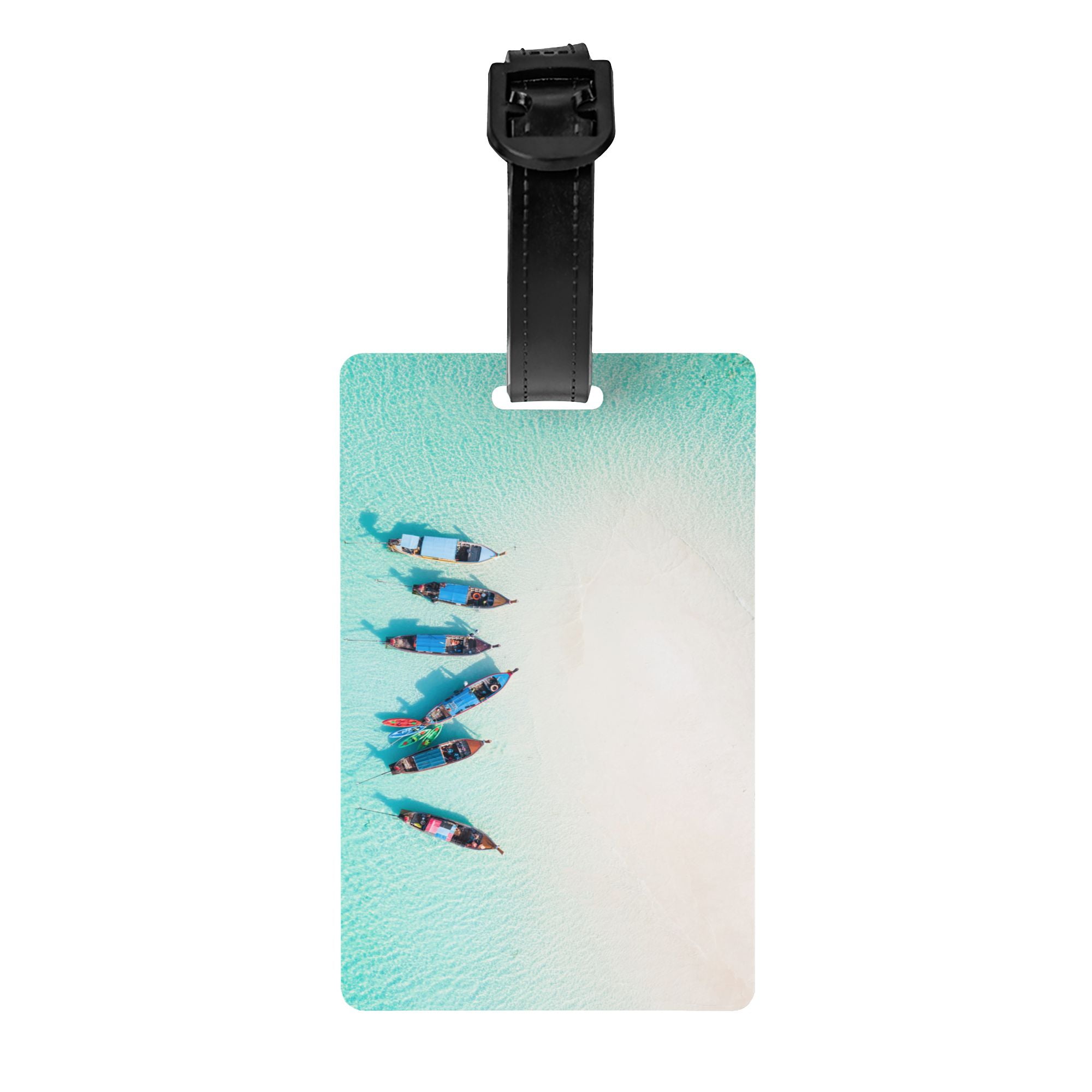 PAYOHTO Luggage Tags for Suitcases White Sand Beach and Boats PVC Lable ...