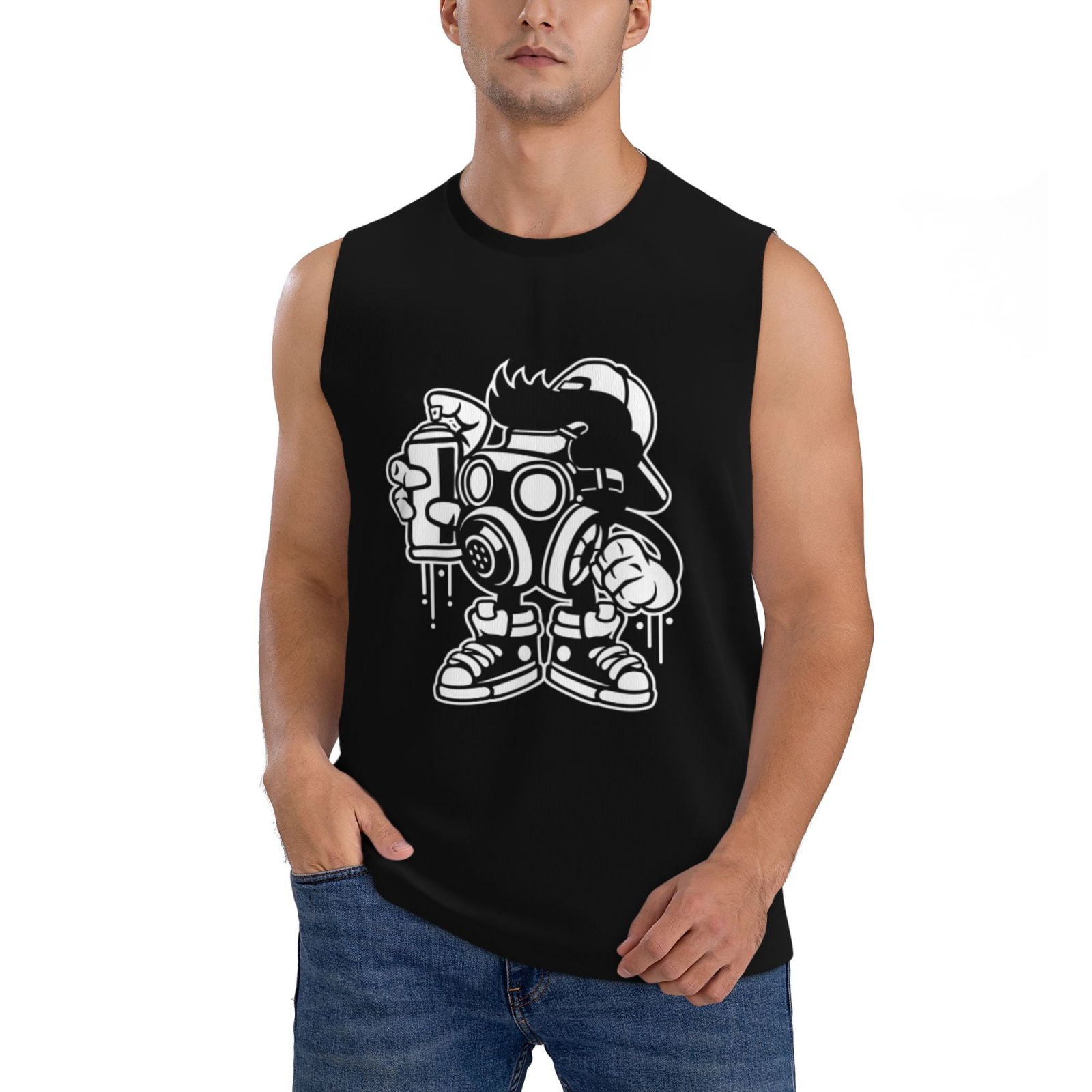 PAYOHTO Men's Sleeveless Shirts Gym Tank Top with Bomber Cartoon ...