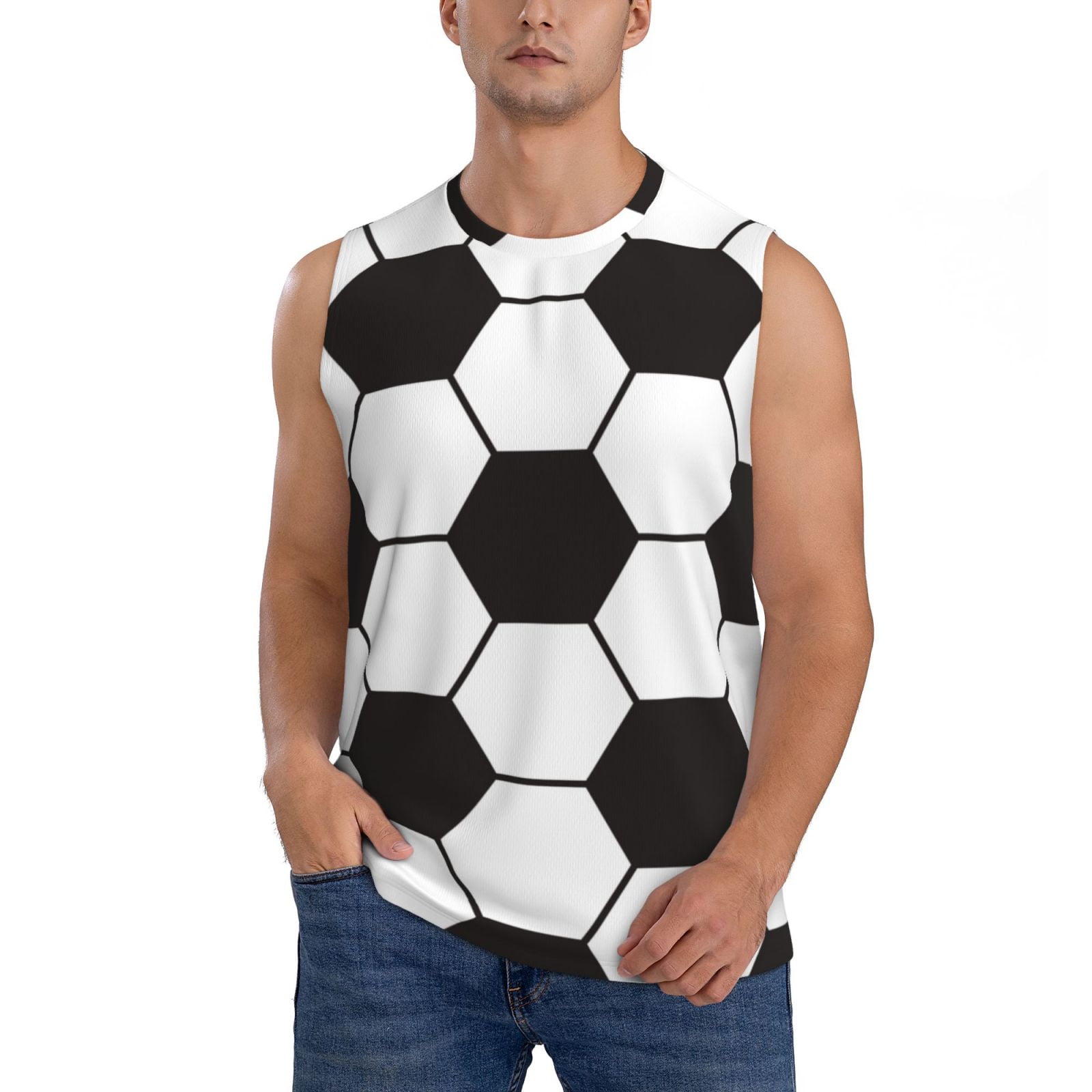 PAYOHTO Men's Sleeveless Shirts Gym Tank Top with Classic Football ...