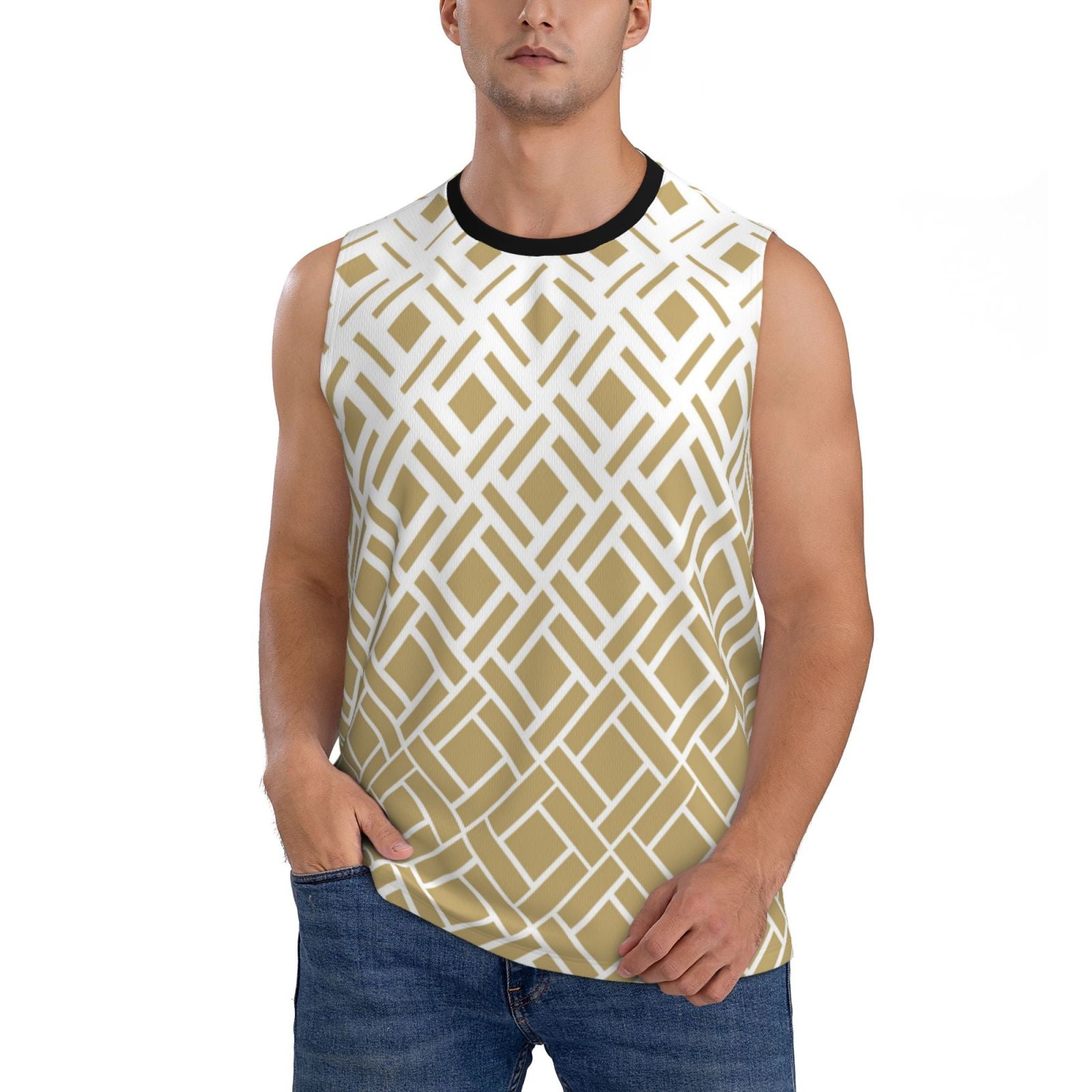 PAYOHTO Men's Sleeveless Shirts Gym Tank Top with Modern Textures ...