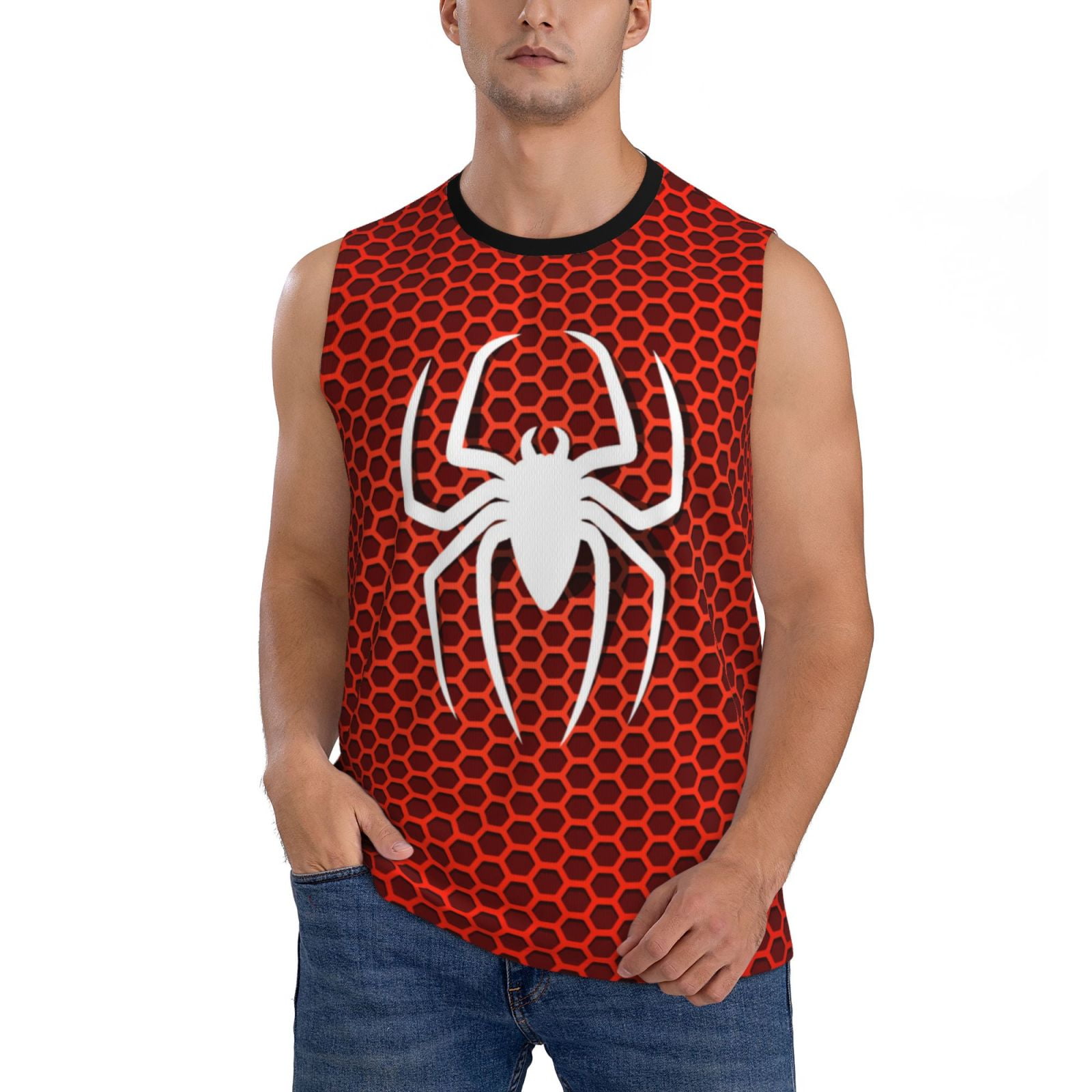 PAYOHTO Men's Sleeveless Shirts Gym Tank Top with Red Spider Skin ...