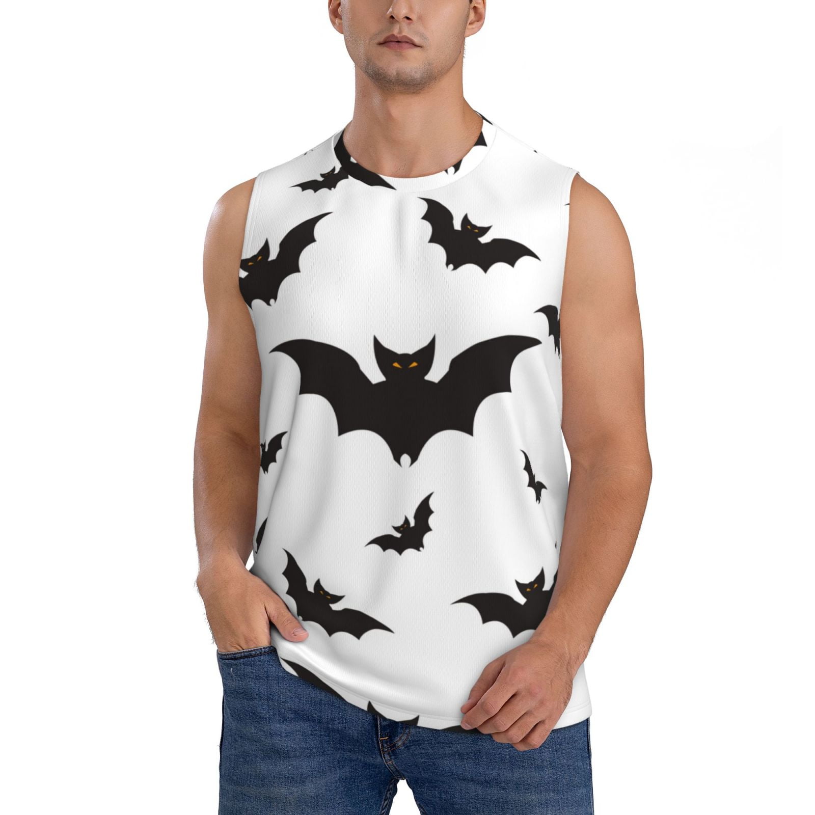 PAYOHTO Men's Sleeveless Shirts Gym Tank Top with Vampire Bat Design ...