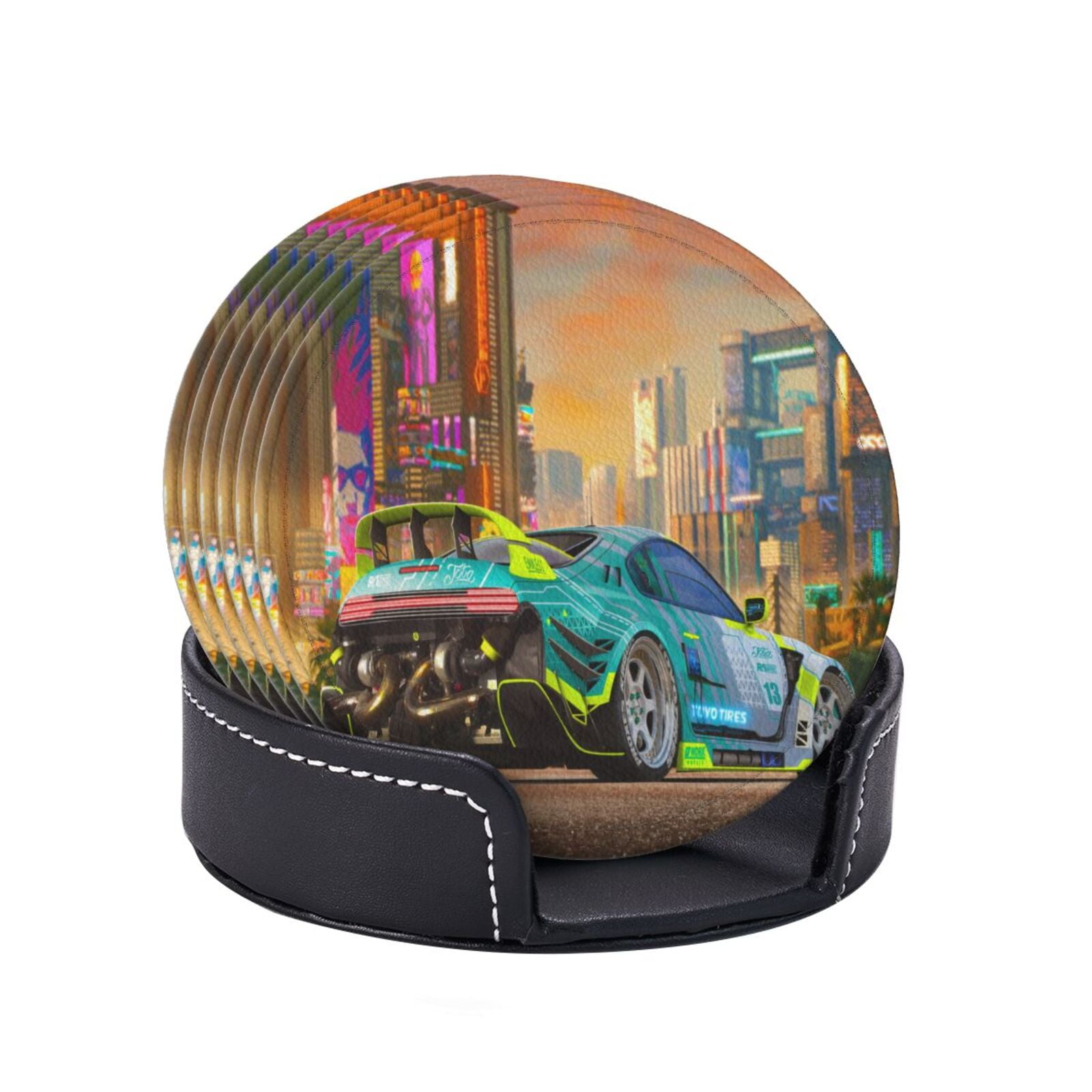 PAYOHTO Nissan Silvia Tuning Supercars Premium PU Leather Coasters Set ...