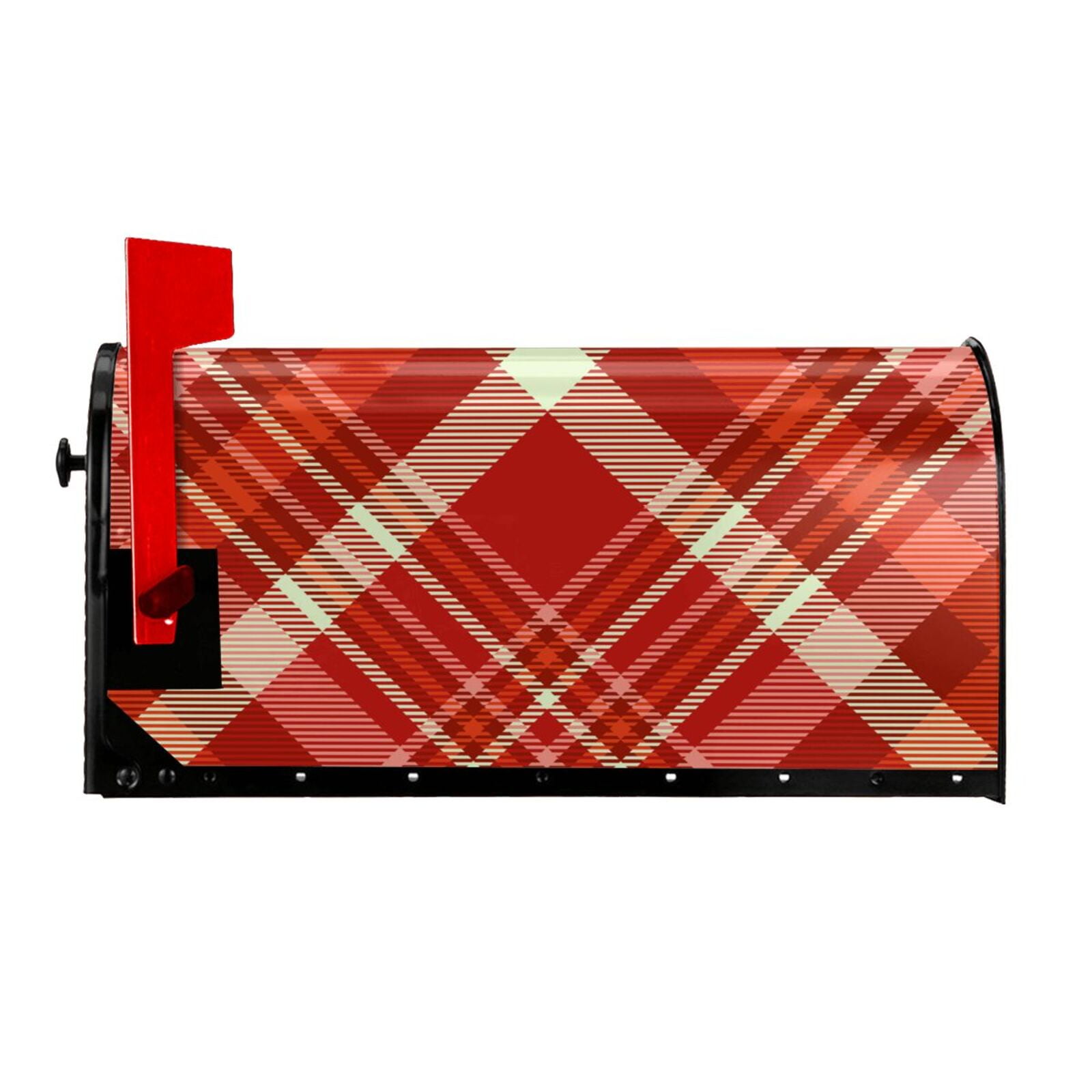 PAYOHTO Plaid Pattern in Shades of Red Mailbox Covers Magnetic Large ...