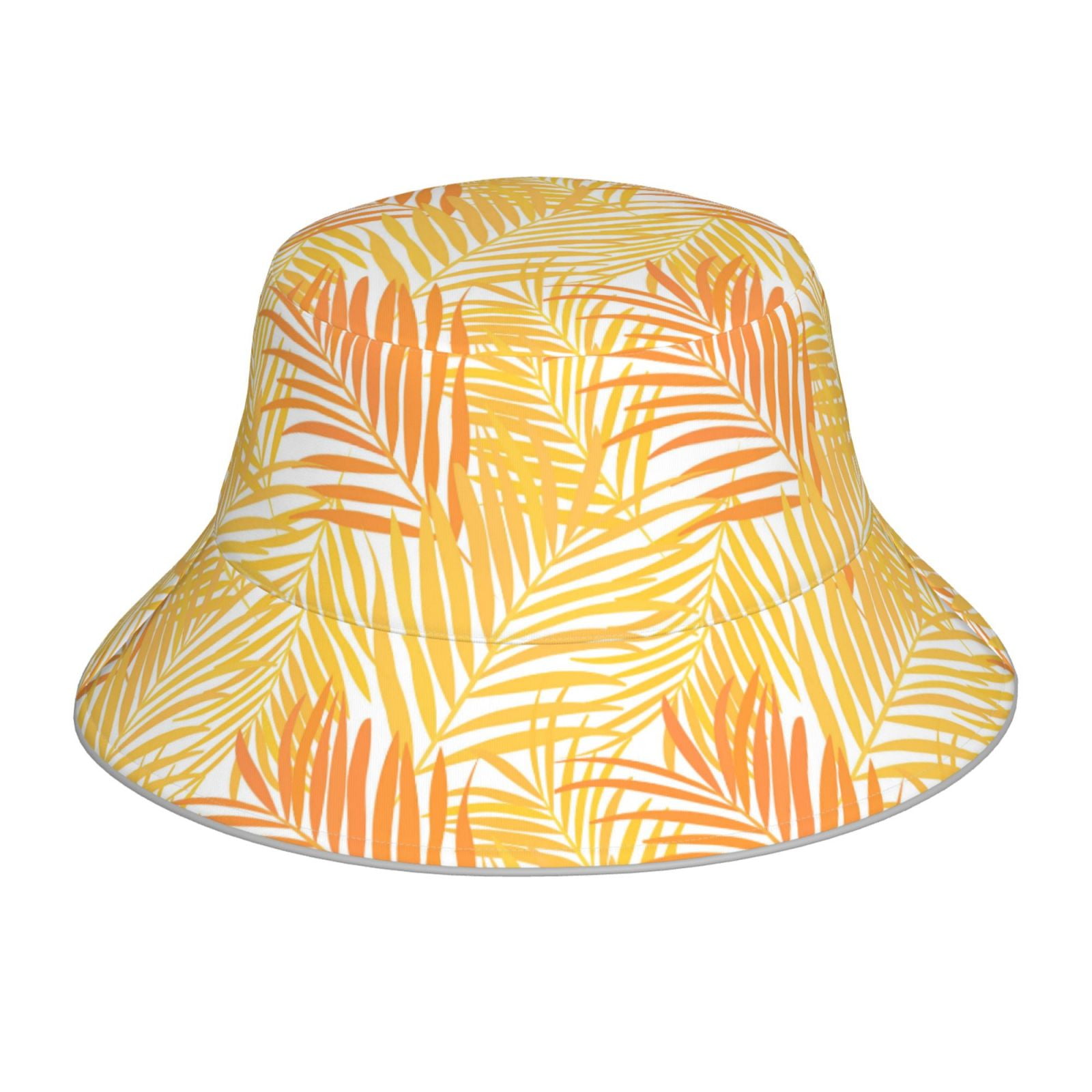 PAYOHTO Plant Leaves Golden Yellow Bucket Hats for Women Men, Beach ...