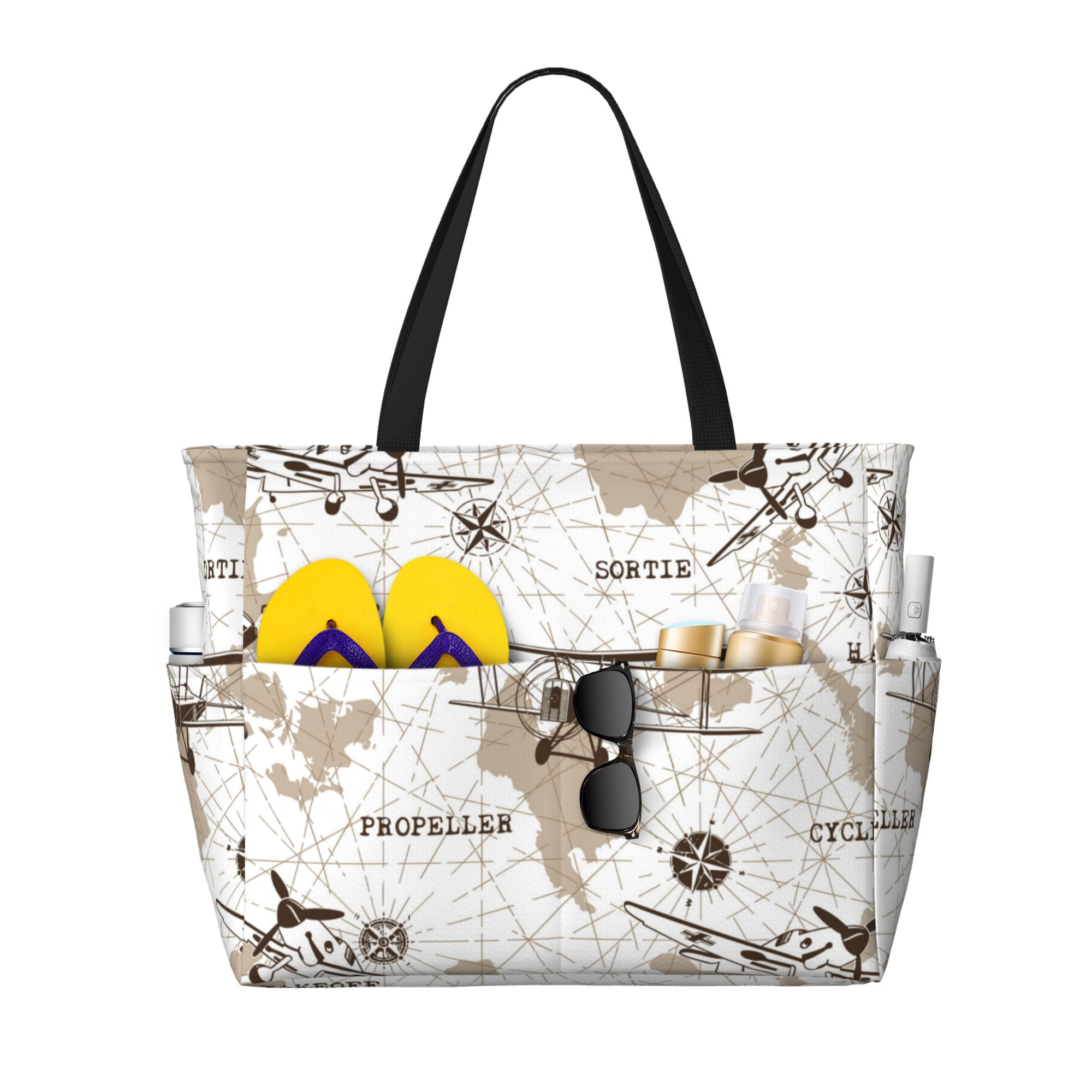 PAYOHTO Retro Planes Fighter Large Beach Tote Bags for Womens Mens ...