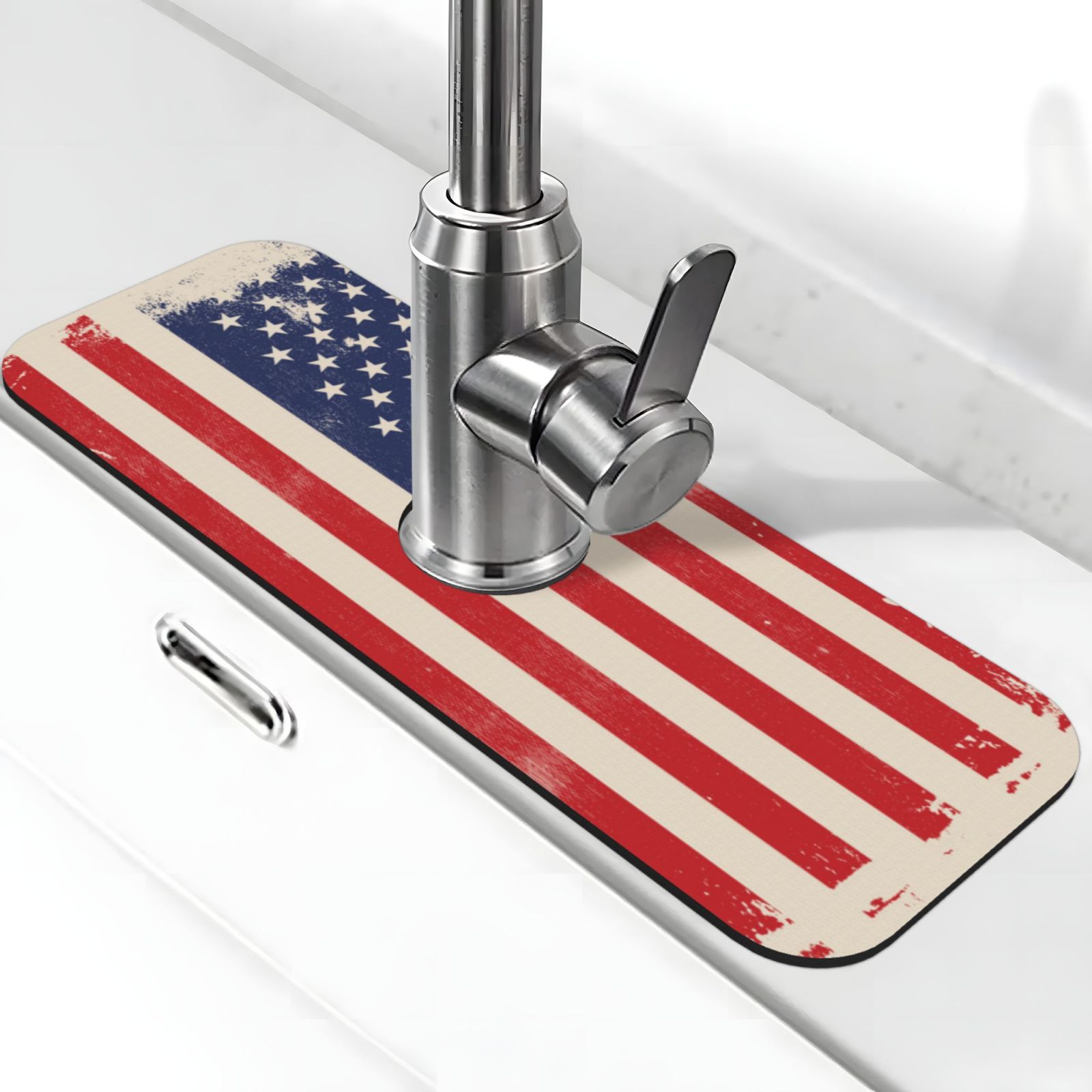 PAYOHTO Sink Splash Guard Faucet Mat Distressed USA Flag Super ...